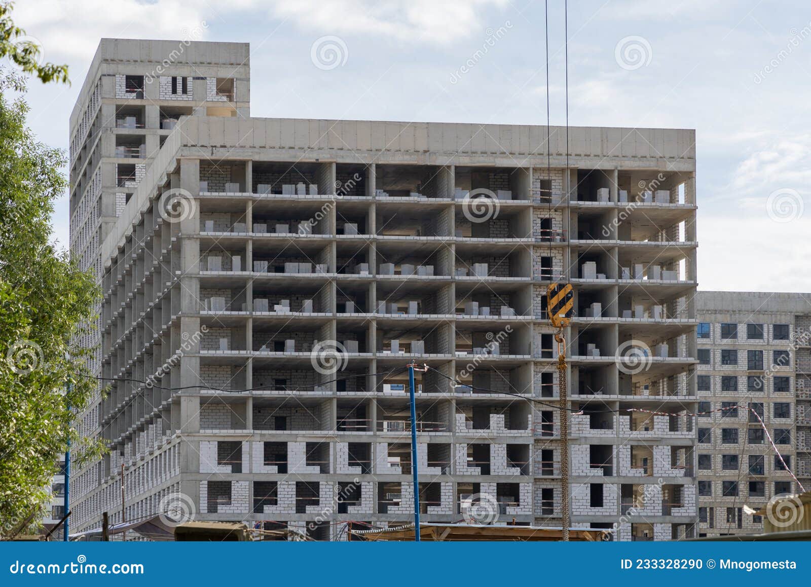 High-rise Apartment Complex Under Construction. Construction of Walls ...