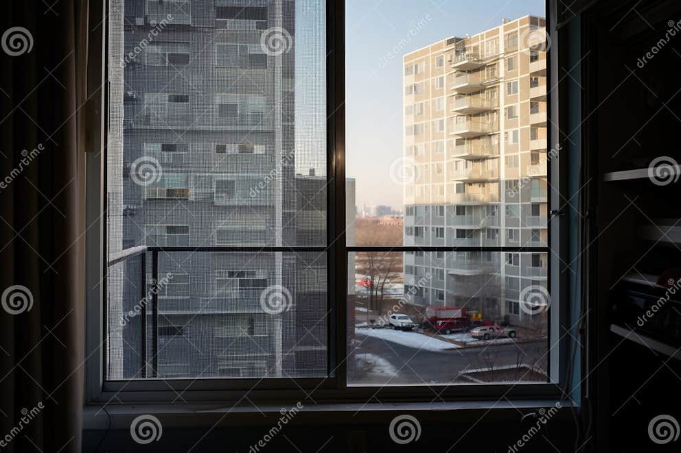 High-rise Apartment Window with a Sensor Stock Illustration ...