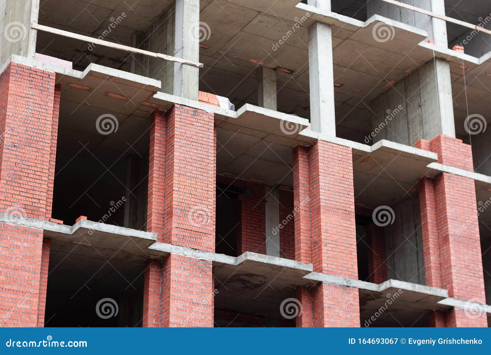 High-rise Brick Building. Construction Structure Developmen Site Stock ...