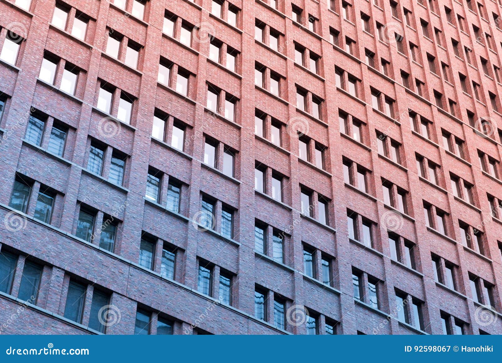 High Rise Brick Building Facade - Window Pattern Stock Image - Image of ...