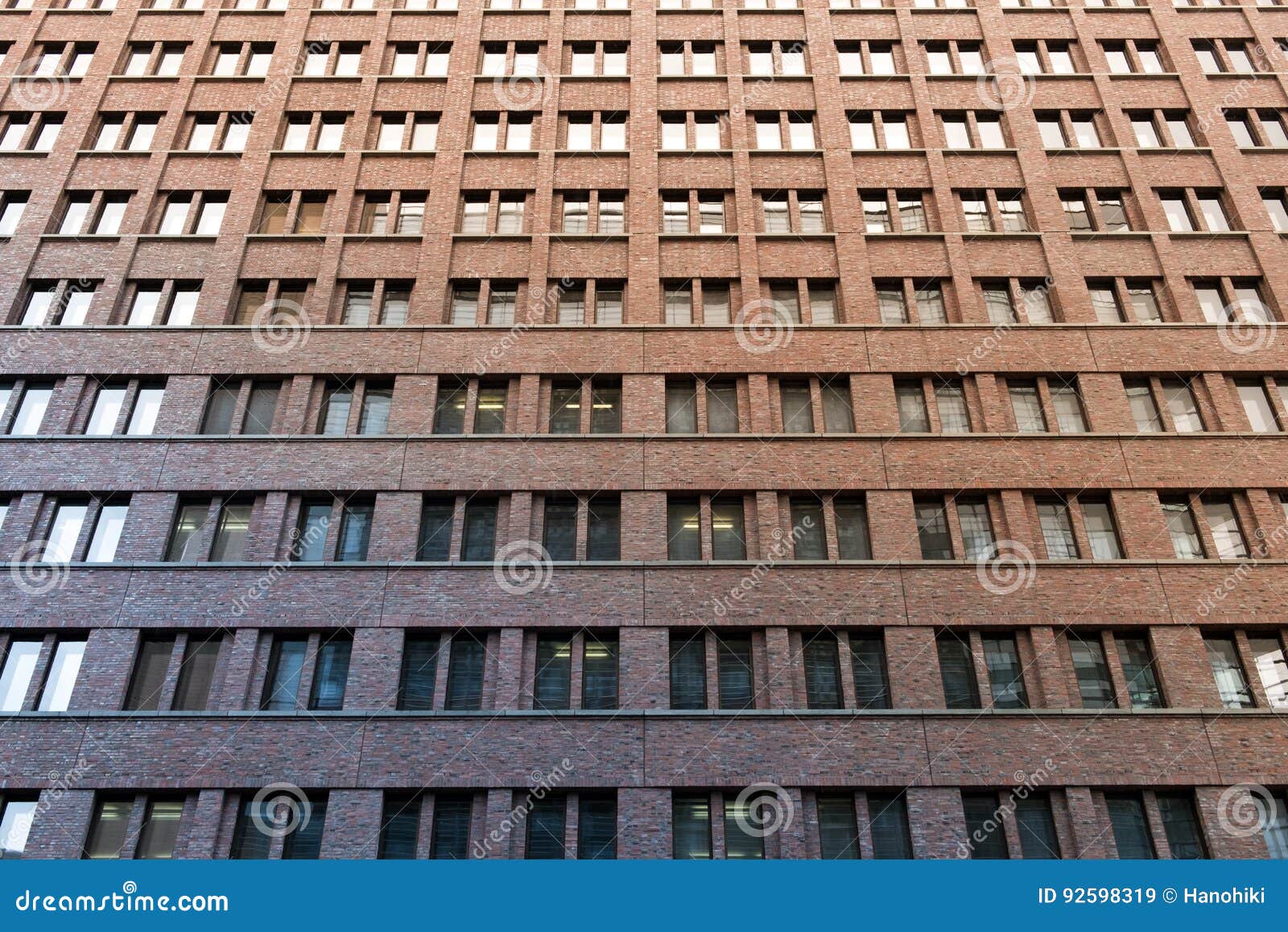 High Rise Brick Building Facade - Window Pattern Stock Image - Image of ...