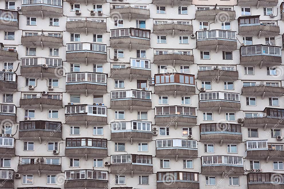 High-rise Building Background, House Facade with Repeating Windows ...