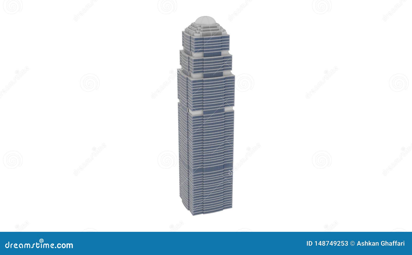 High-rise Building 3D Rendering Over White Background Stock ...
