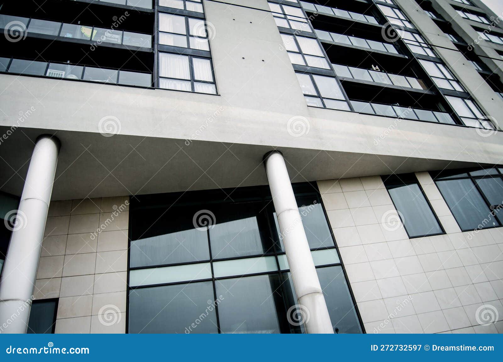 High-rise Building Exterior with Large Rectangular Windows Stock Image ...
