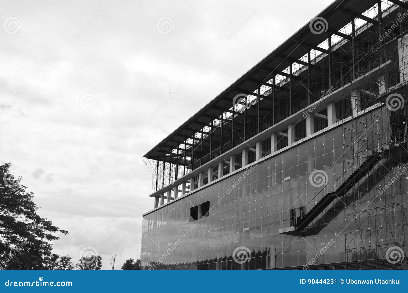 High Rise Building with Glass Under Construction Stock Image - Image of ...