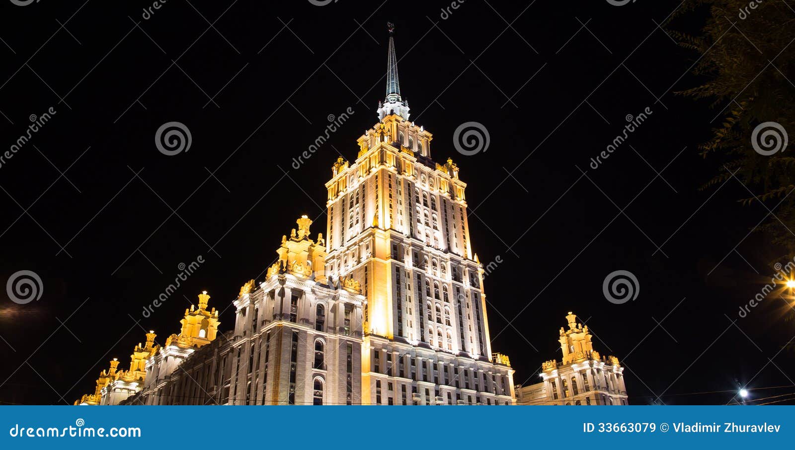 High-rise Building at Night, Moscow, Russia Stock Image - Image of ...