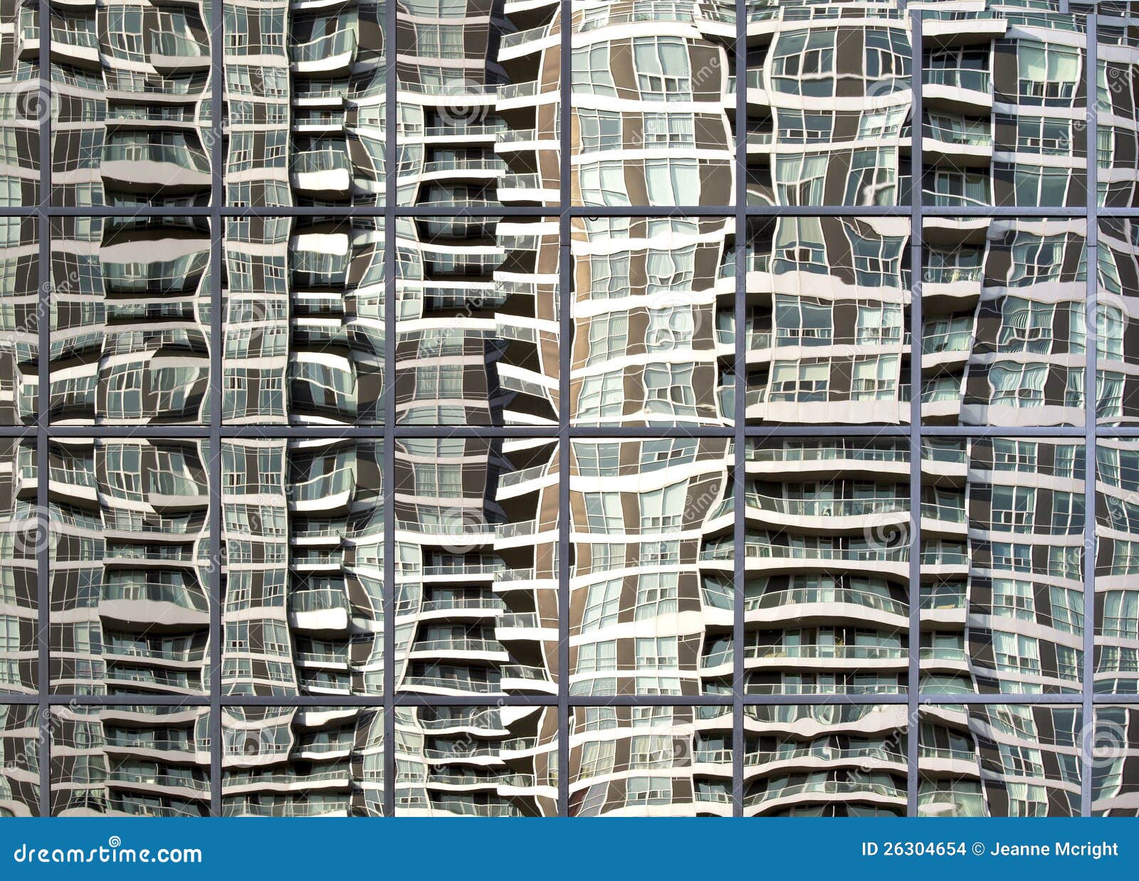 High Rise Building Reflected in Wavy Glass Window Stock Photo - Image ...