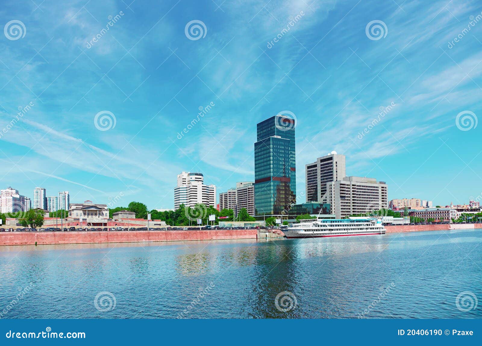 High-rise Building on Riverbank. Urban Landscape Stock Photo - Image of ...
