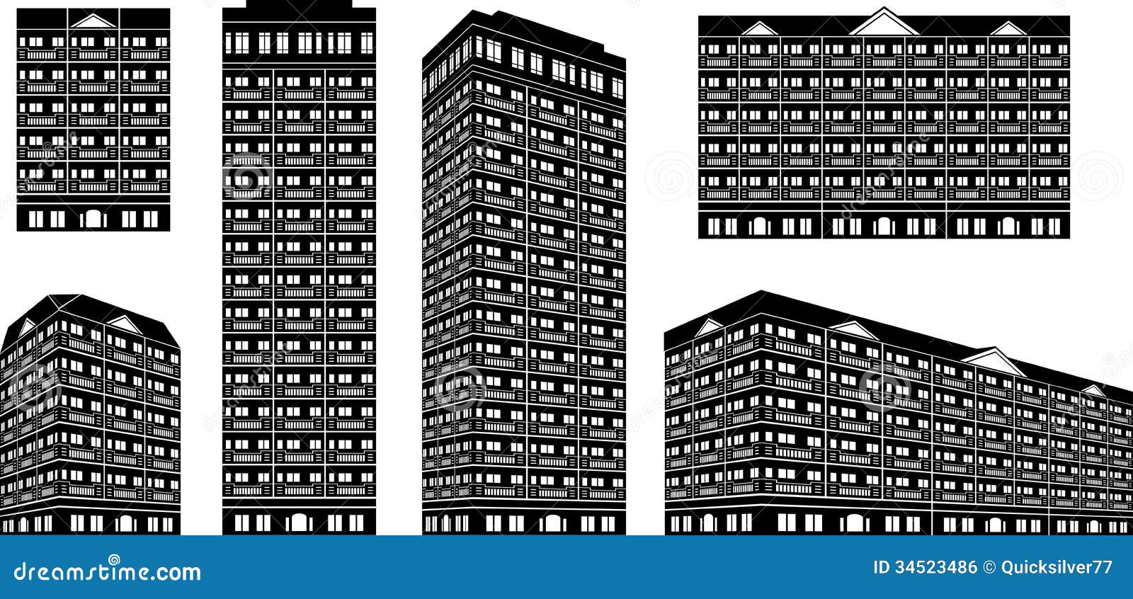 High Rise Building Set stock illustration. Illustration of office ...