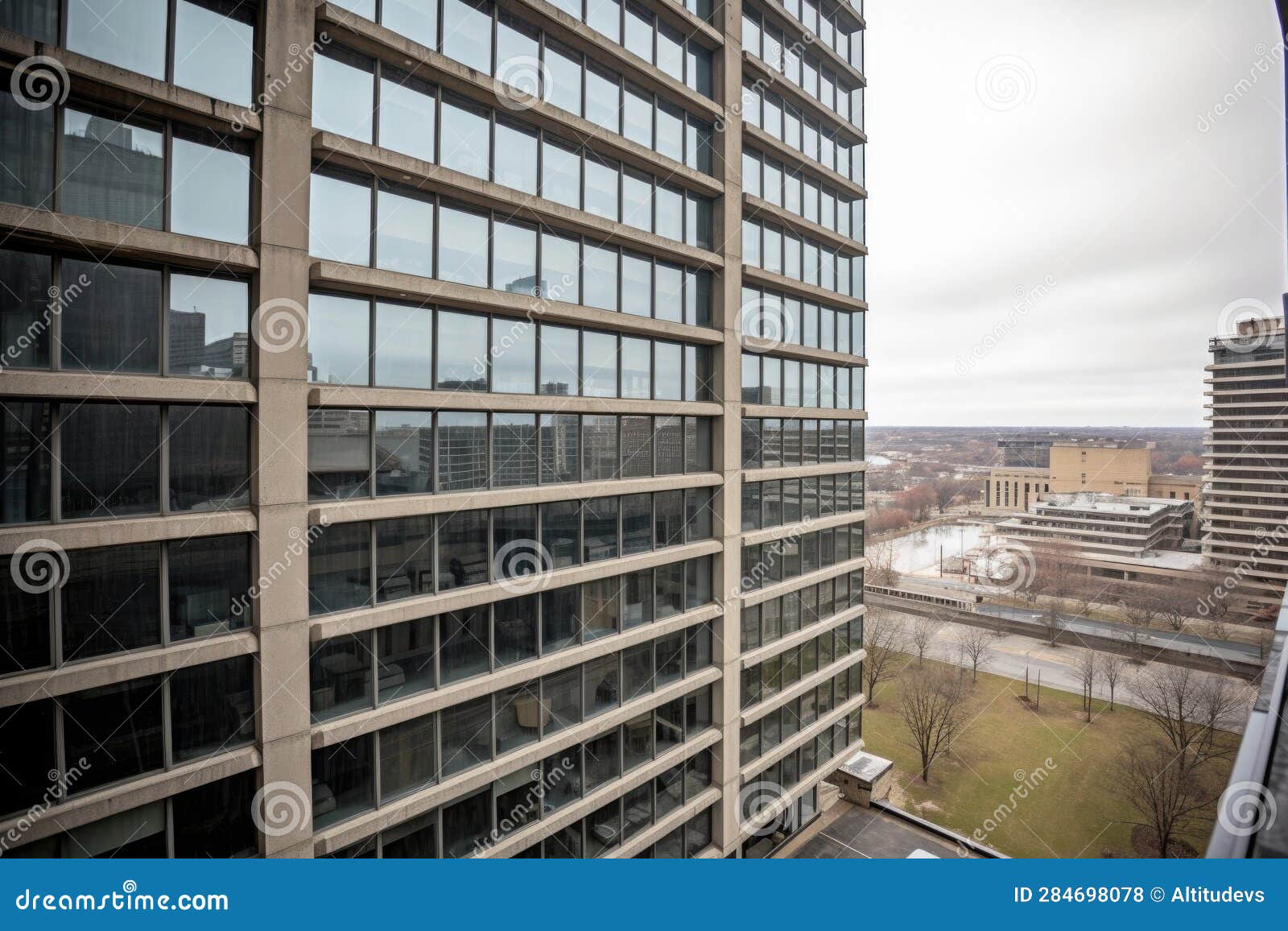 High-rise Building with Towering Windows, Showcasing the View from Each ...