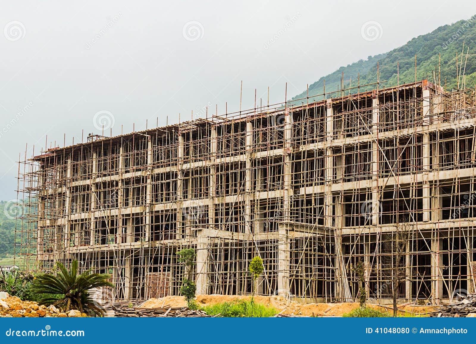 High-rise Building Under Construction with a Concrete Structur. Stock ...