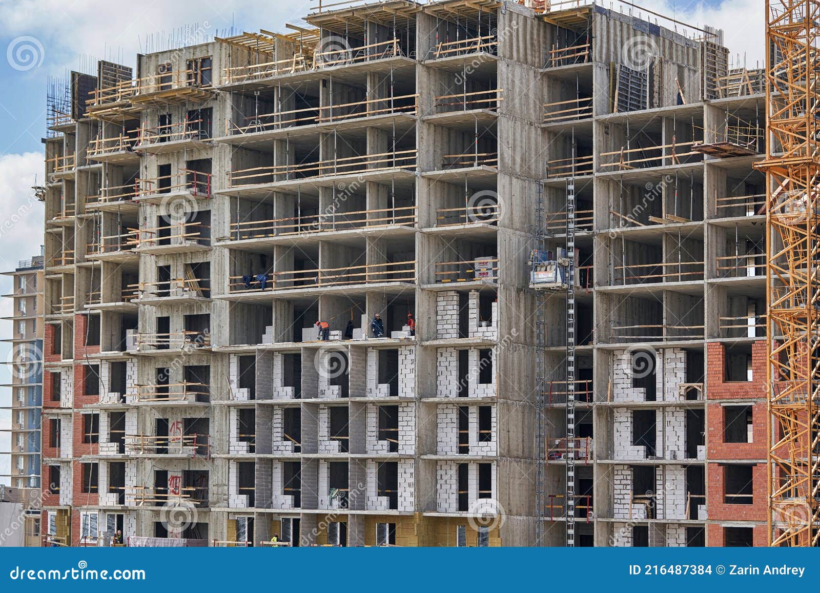 High Rise Building Under Construction, Empty Premises without a Front ...