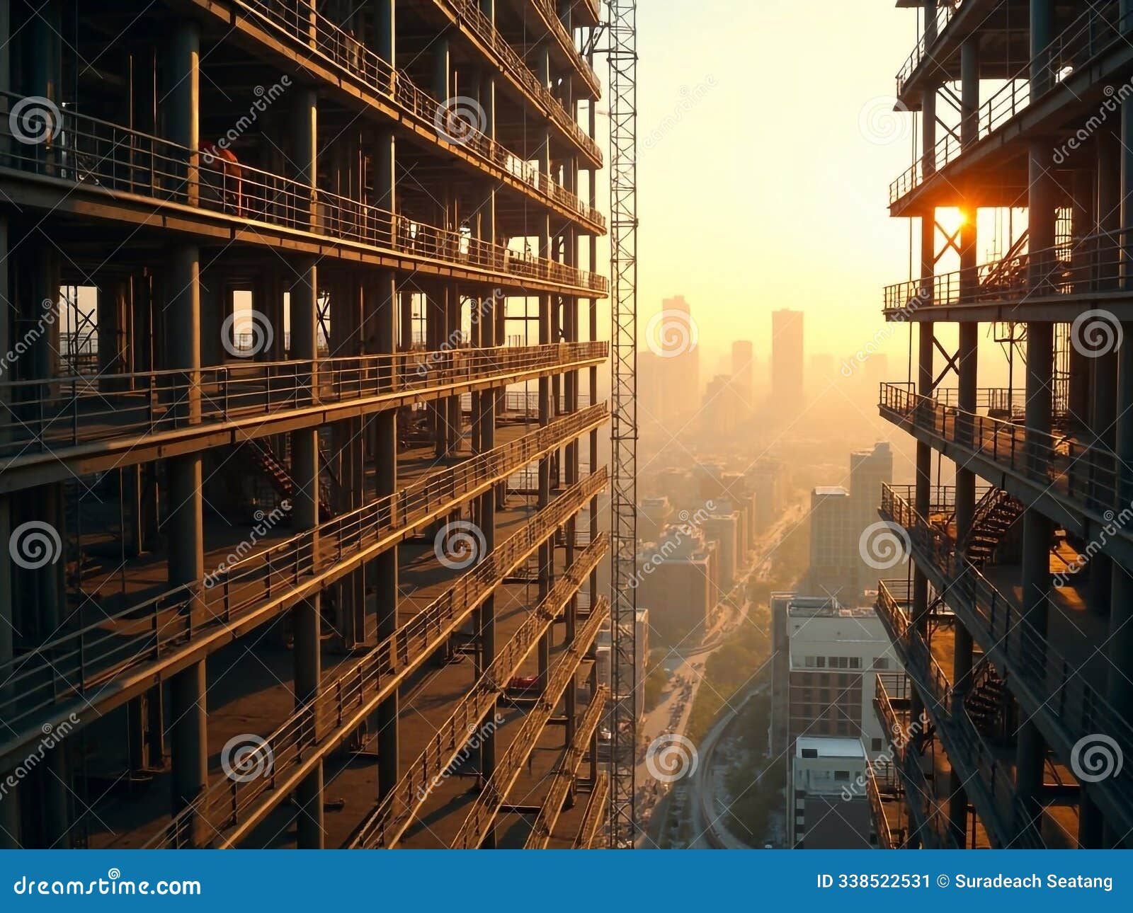 High-rise Building Under Construction Stock Illustration - Illustration ...