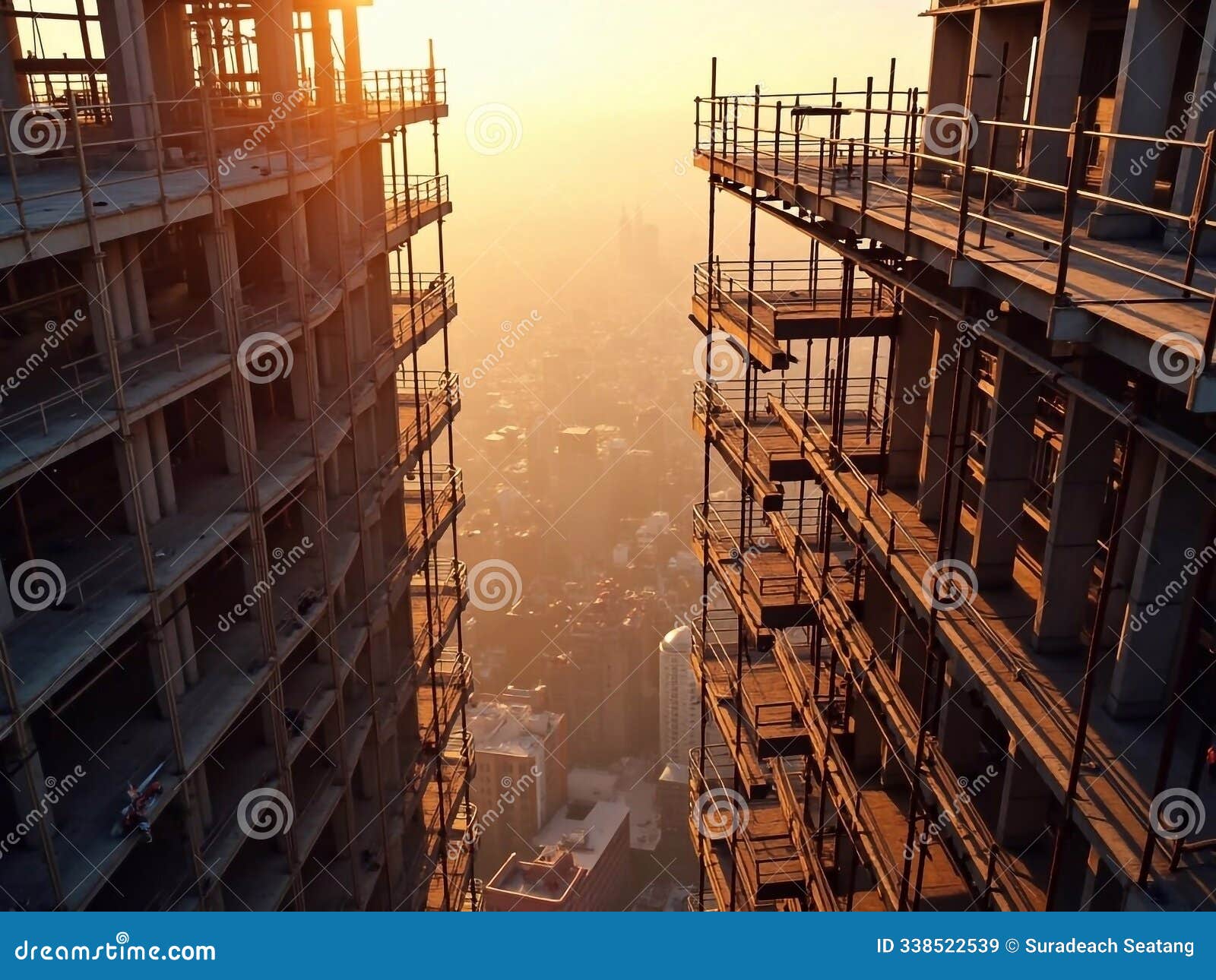 High-rise Building Under Construction Stock Illustration - Illustration ...