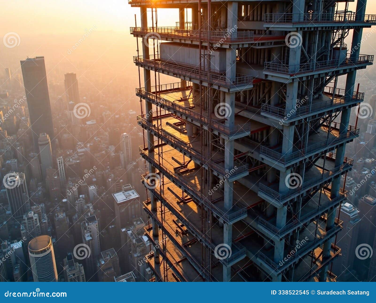 High-rise Building Under Construction Stock Illustration - Illustration ...