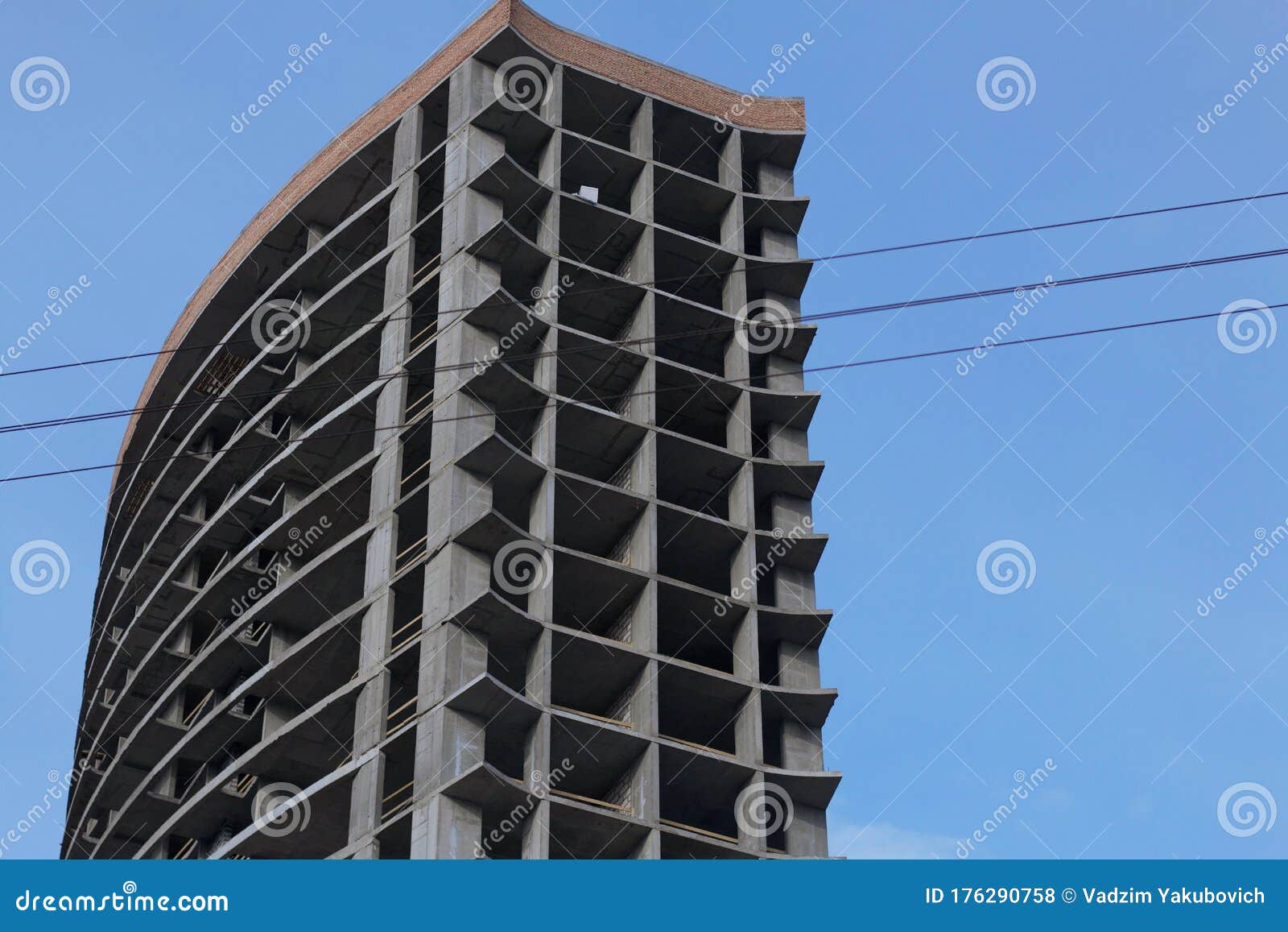 High-rise Building Under Construction. Reinforced Concrete Frame Stock ...