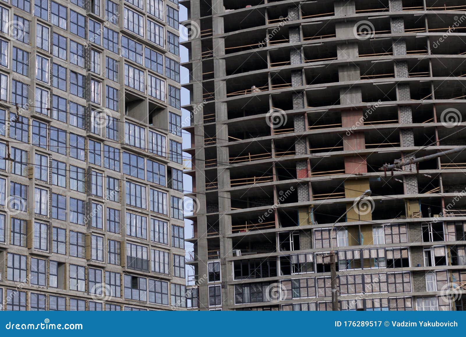High-rise Building Under Construction. Reinforced Concrete Frame Stock ...