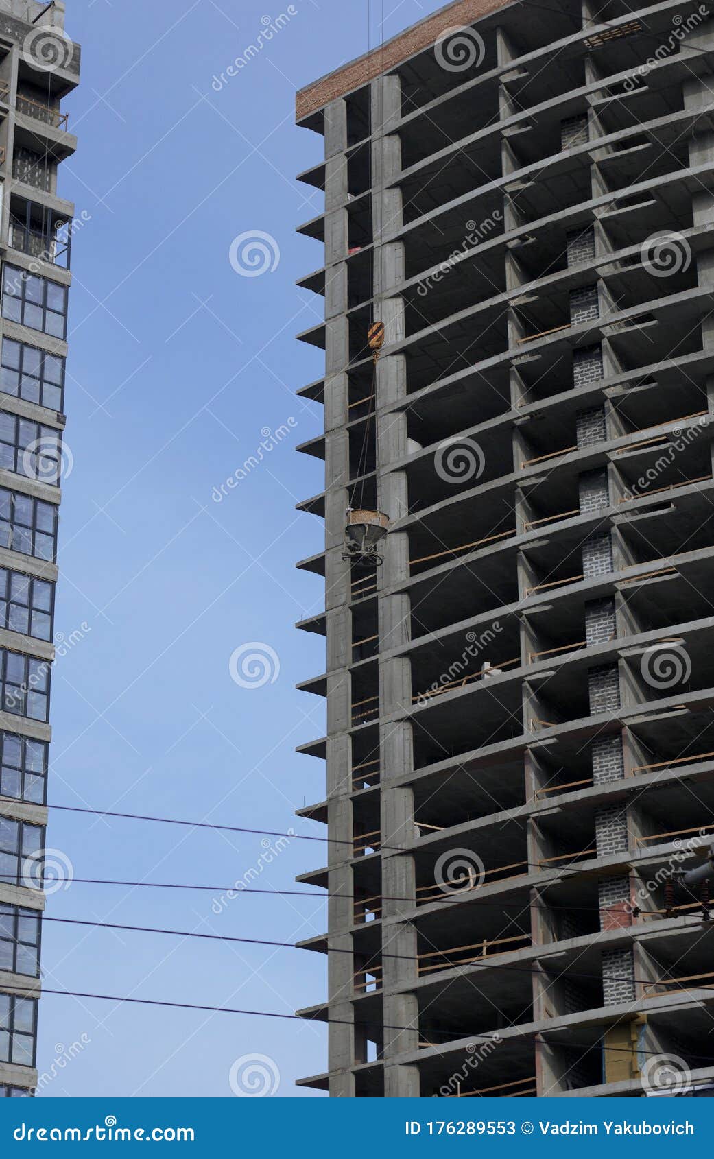 High-rise Building Under Construction. Reinforced Concrete Frame. Start ...