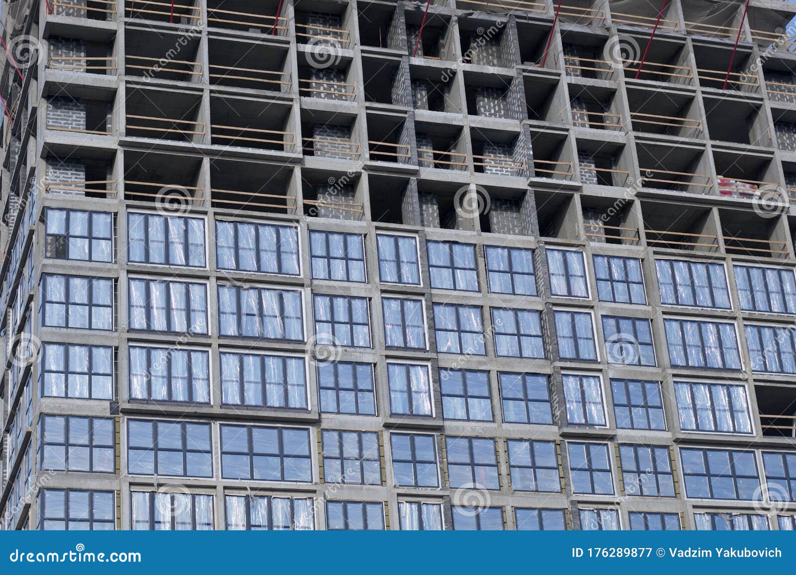 High-rise Building Under Construction. Reinforced Concrete Frame Stock ...