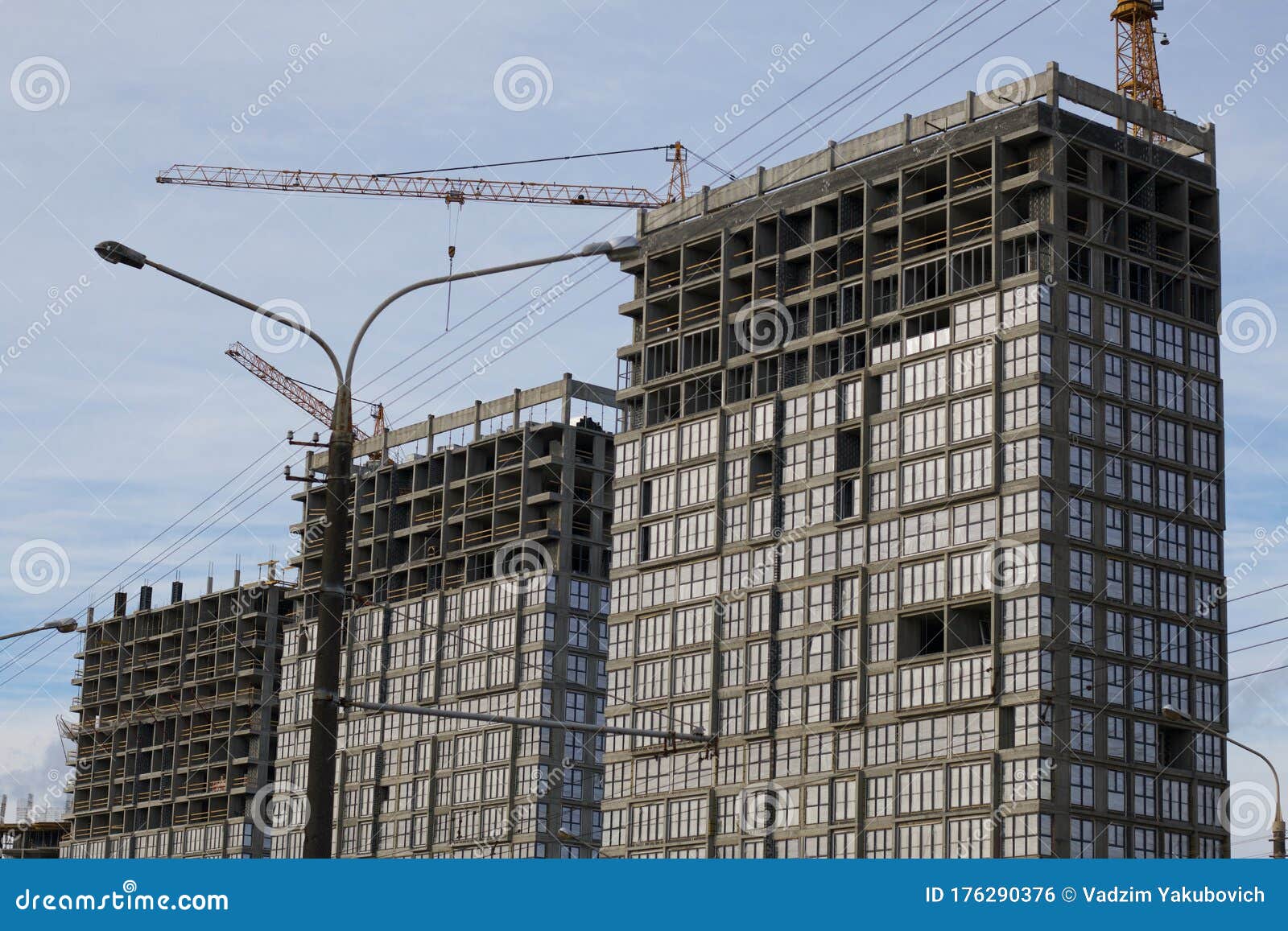 High-rise Building Under Construction. Reinforced Concrete Frame Stock ...