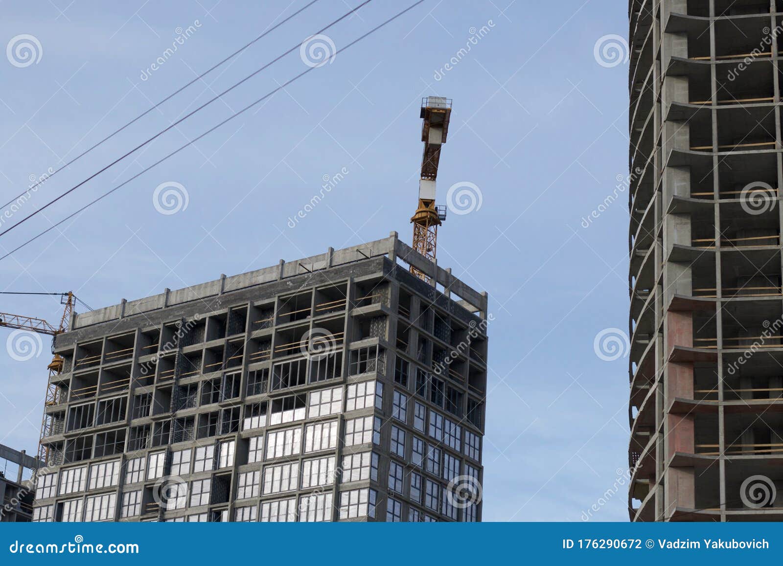High-rise Building Under Construction. Reinforced Concrete Frame Stock ...
