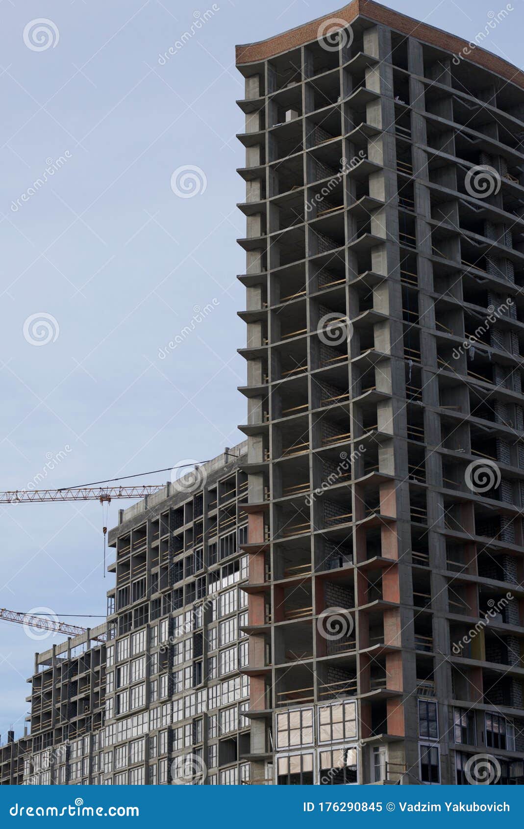 High-rise Building Under Construction. Reinforced Concrete Frame Stock ...