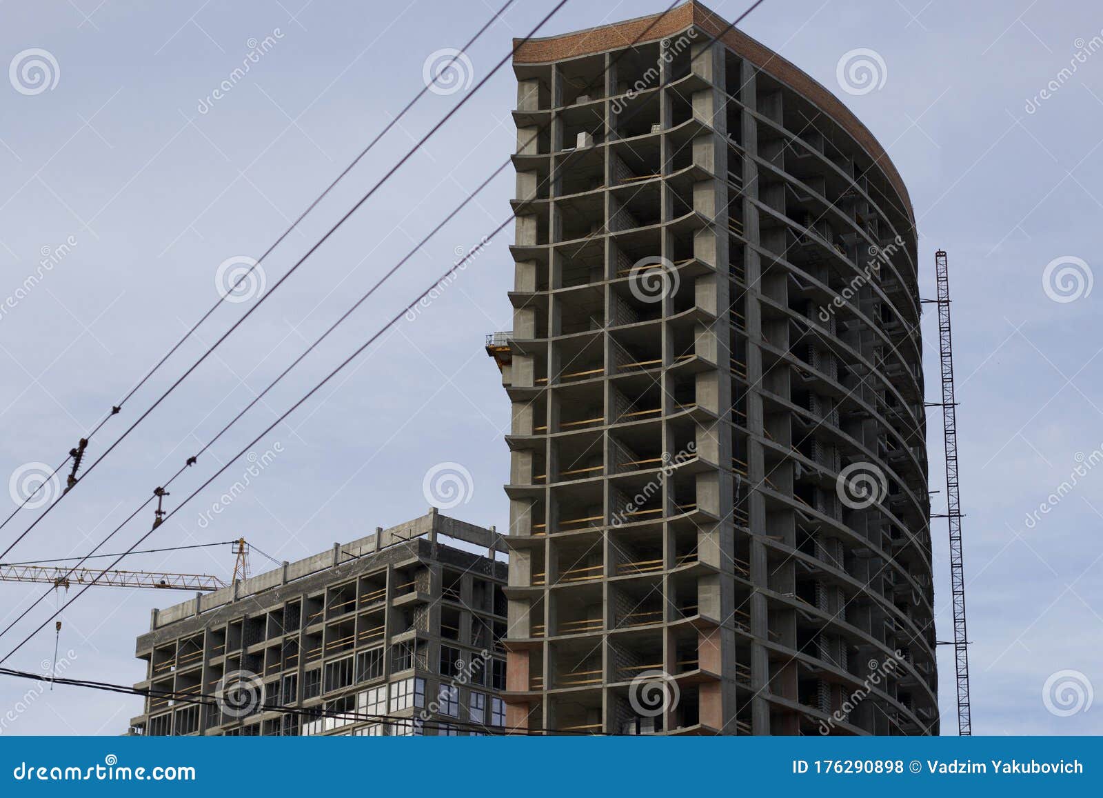 High-rise Building Under Construction. Reinforced Concrete Frame Stock ...