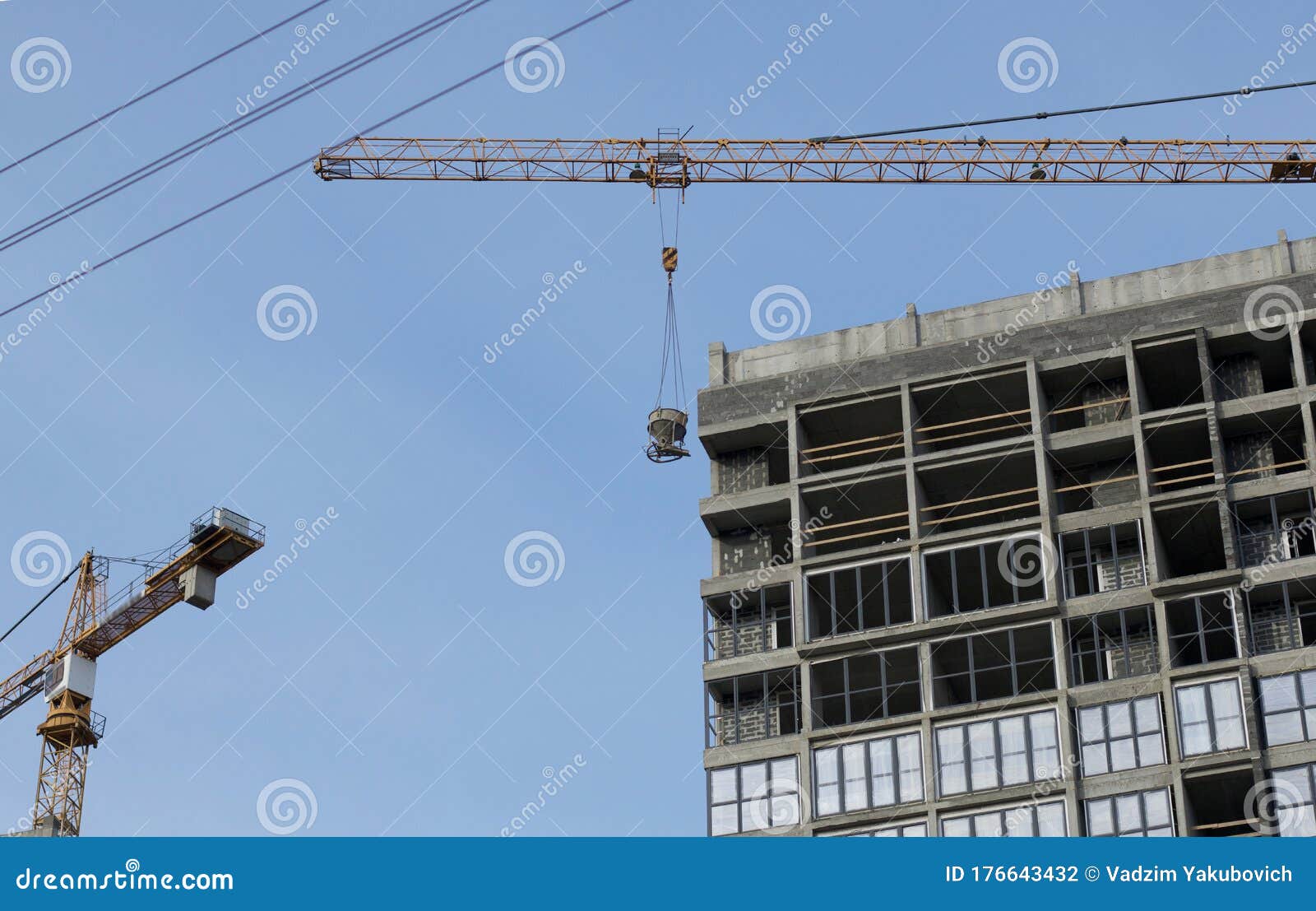 High-rise Building Under Construction. Reinforced Concrete Frame. Start ...