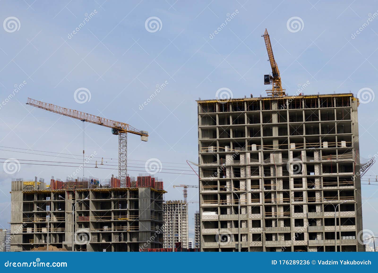 High-rise Building Under Construction. Reinforced Concrete Frame. Start ...