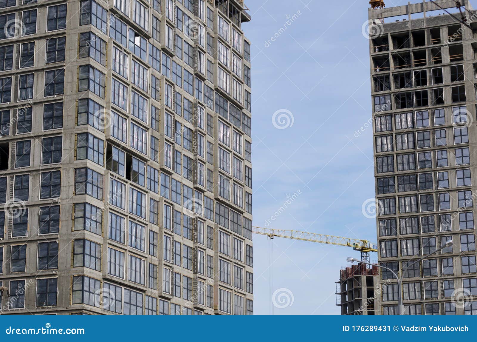 High-rise Building Under Construction. Reinforced Concrete Frame. Start ...
