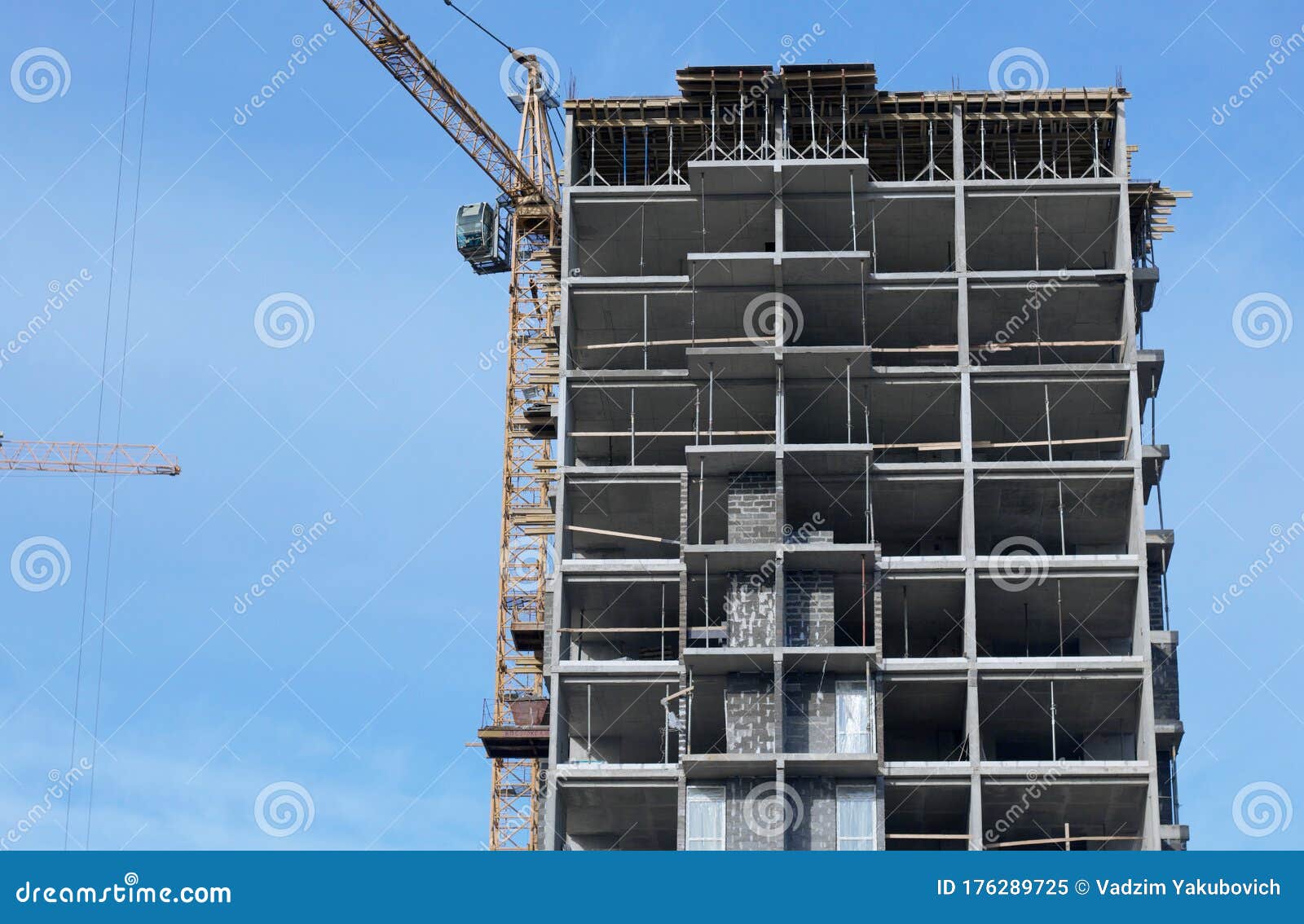 High-rise Building Under Construction. Reinforced Concrete Frame. Start ...