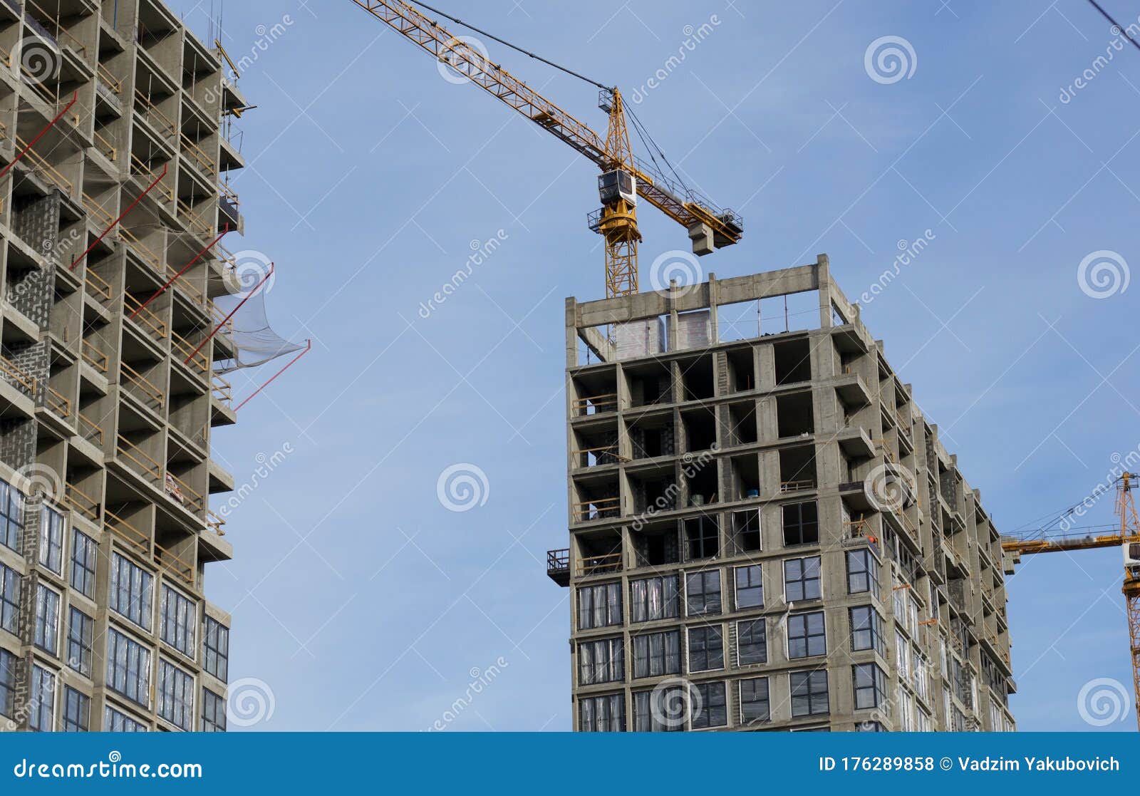 High-rise Building Under Construction. Reinforced Concrete Frame. Start ...