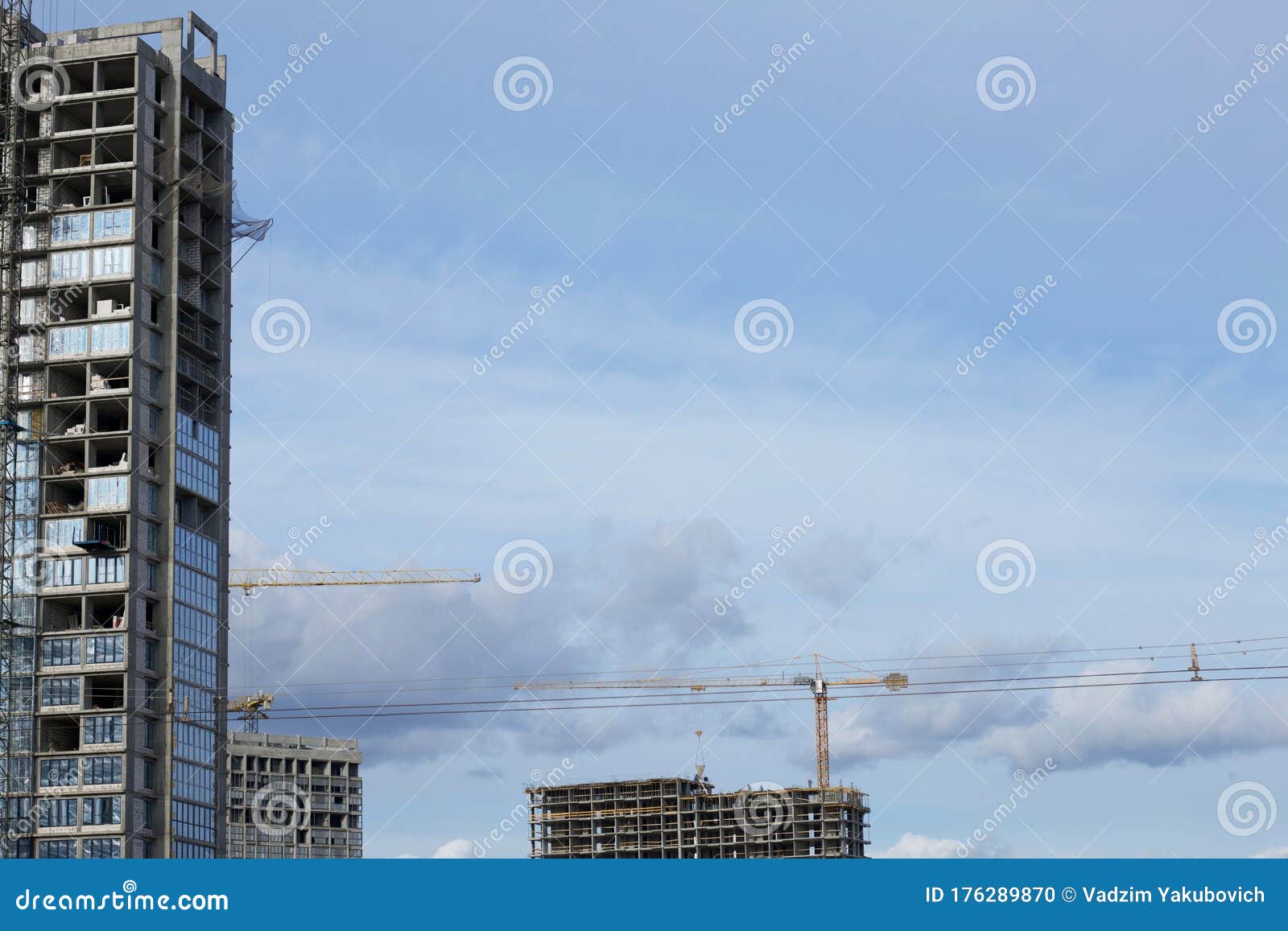 High-rise Building Under Construction. Reinforced Concrete Frame. Start ...