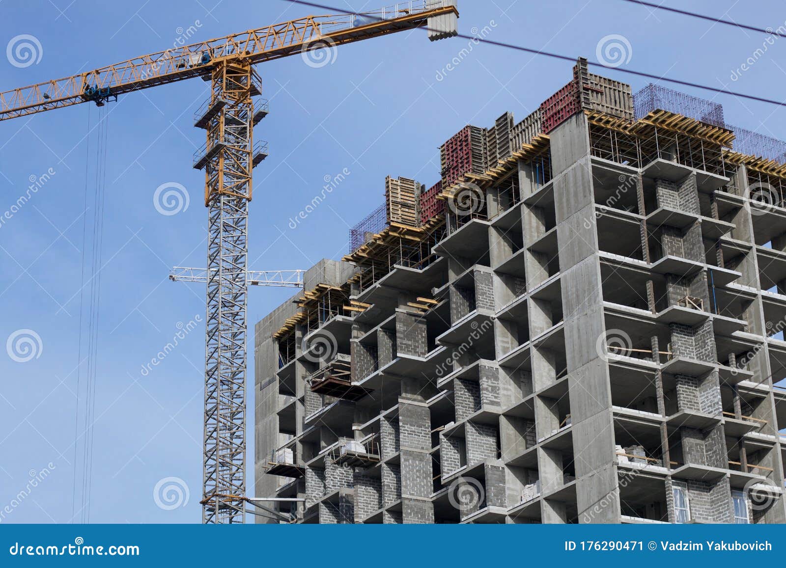 High-rise Building Under Construction. Reinforced Concrete Frame. Start ...