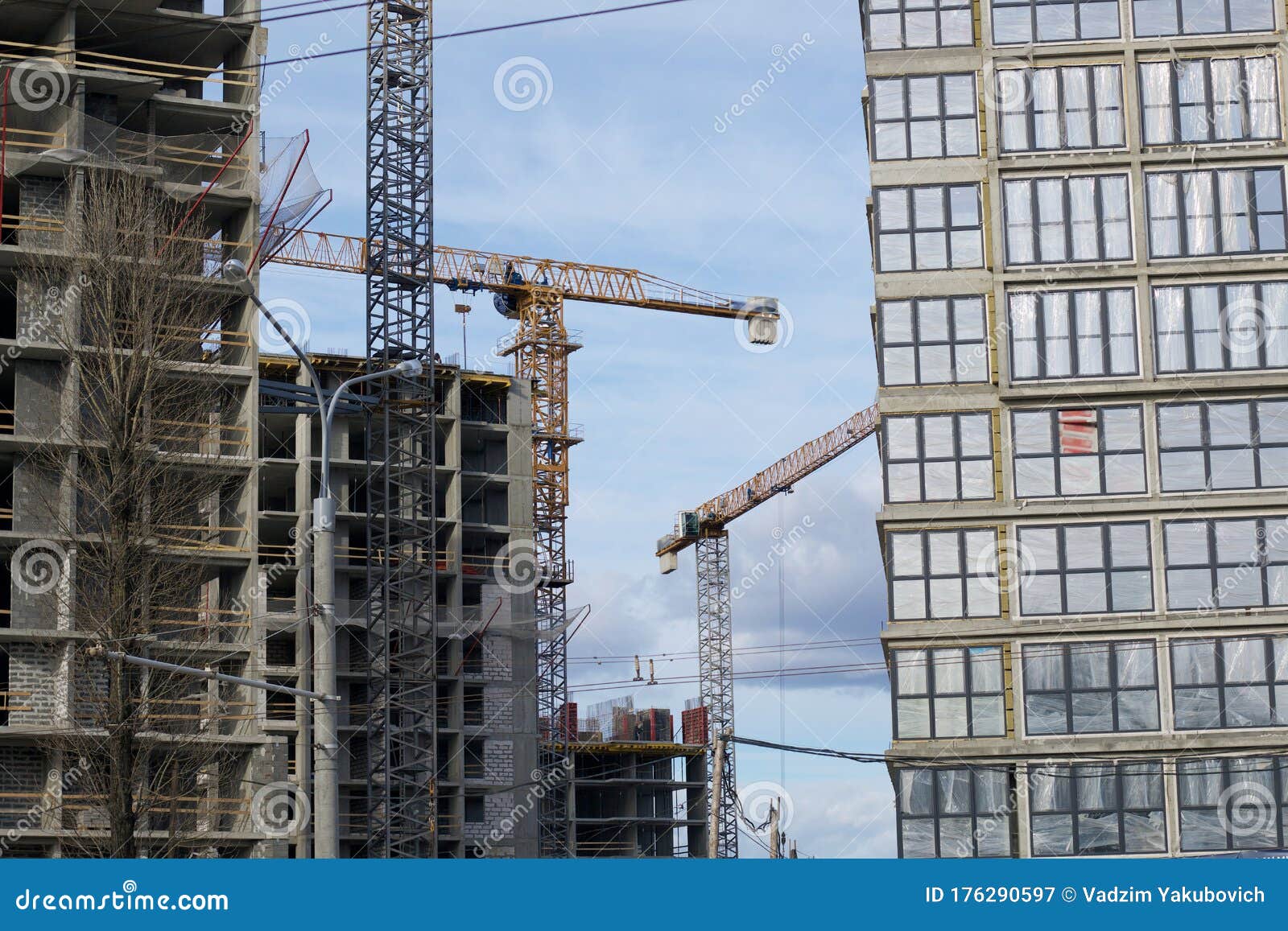 High-rise Building Under Construction. Reinforced Concrete Frame. Start ...