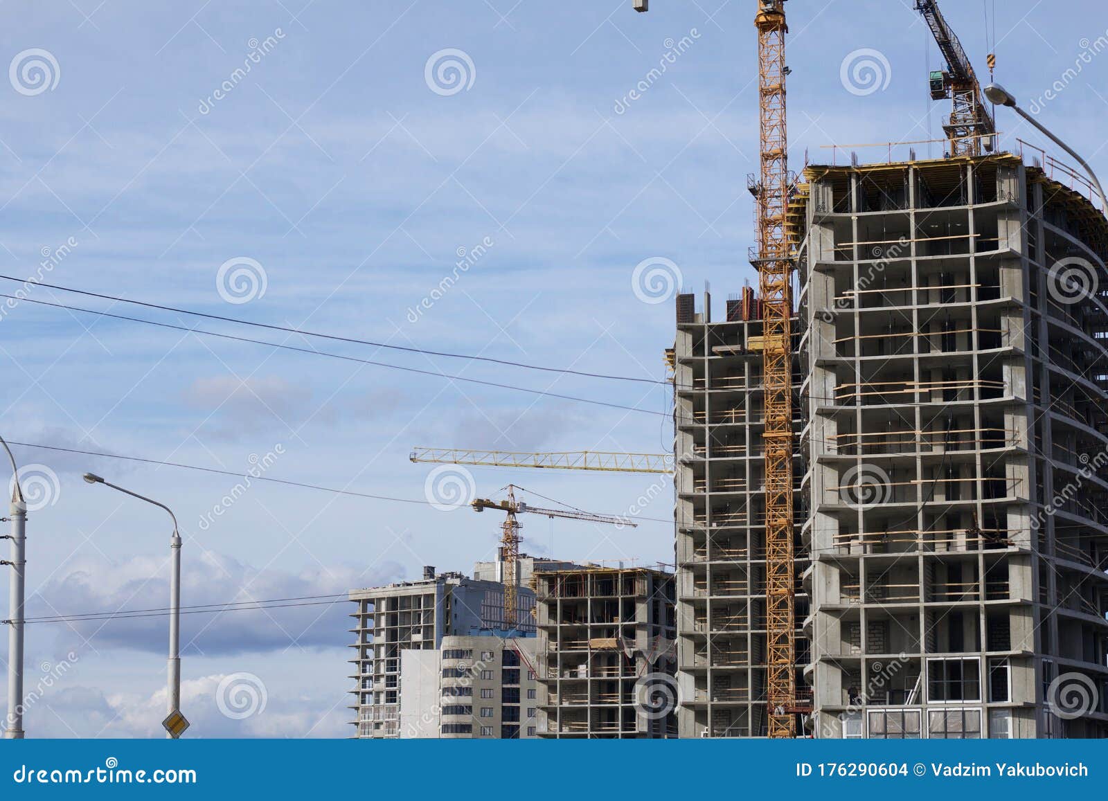 High-rise Building Under Construction. Reinforced Concrete Frame. Start ...
