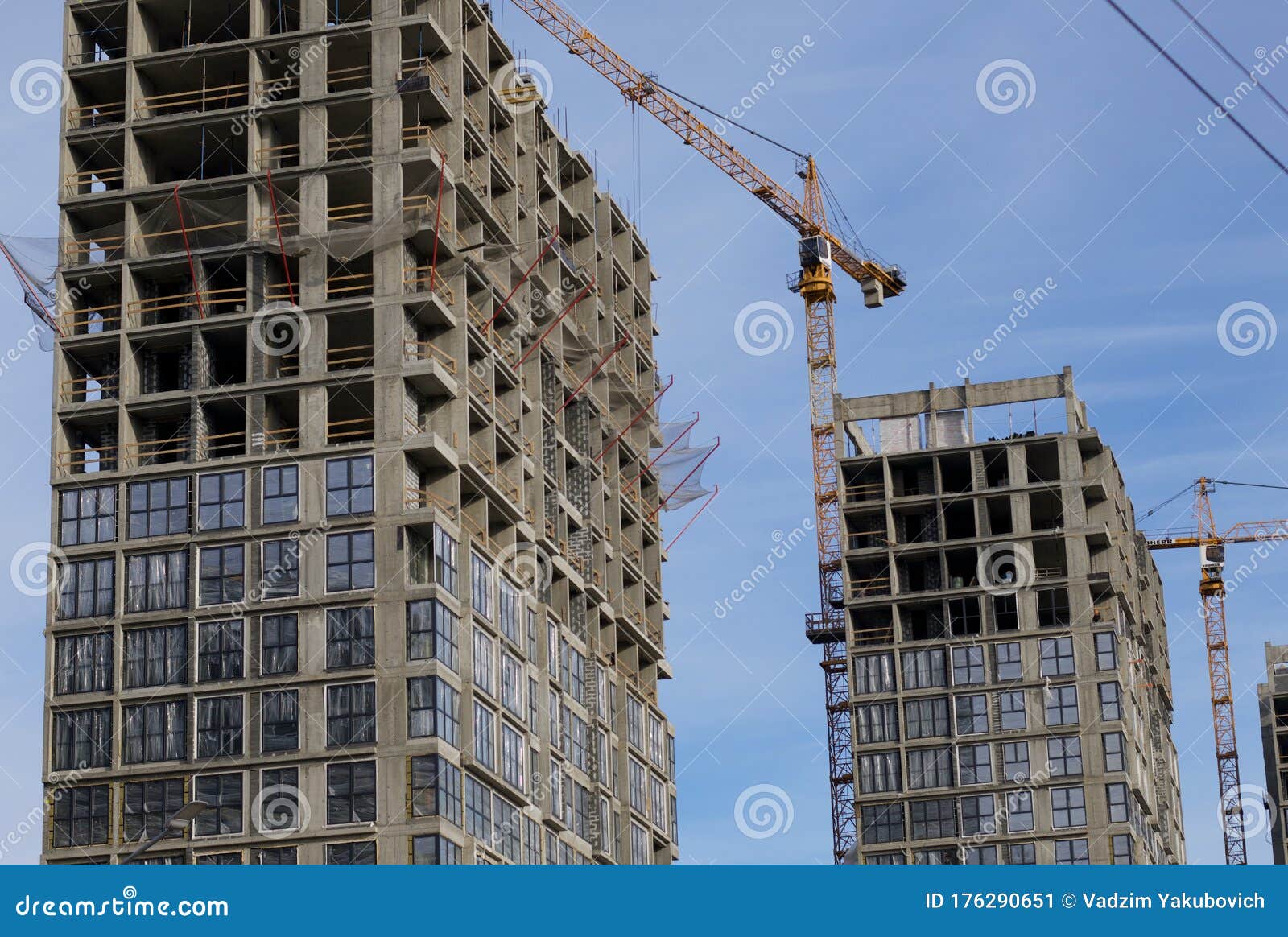 High-rise Building Under Construction. Reinforced Concrete Frame. Start ...
