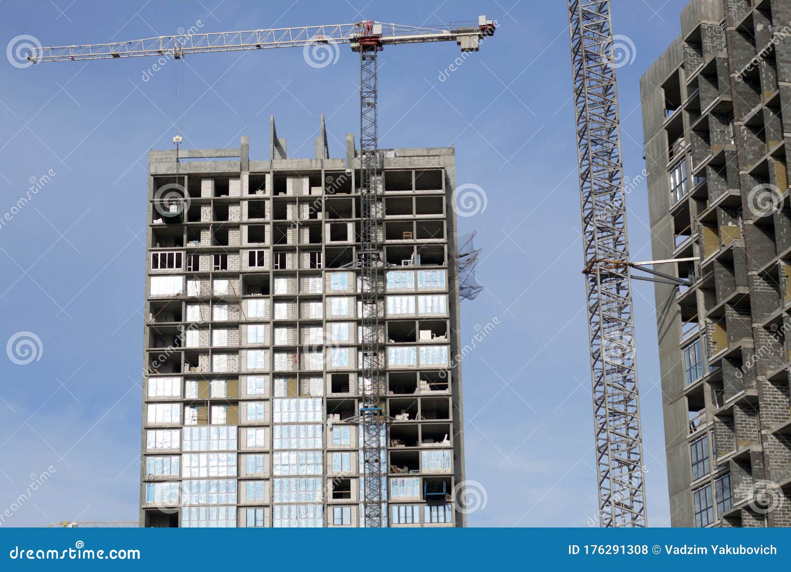 High-rise Building Under Construction. Reinforced Concrete Frame. Start ...