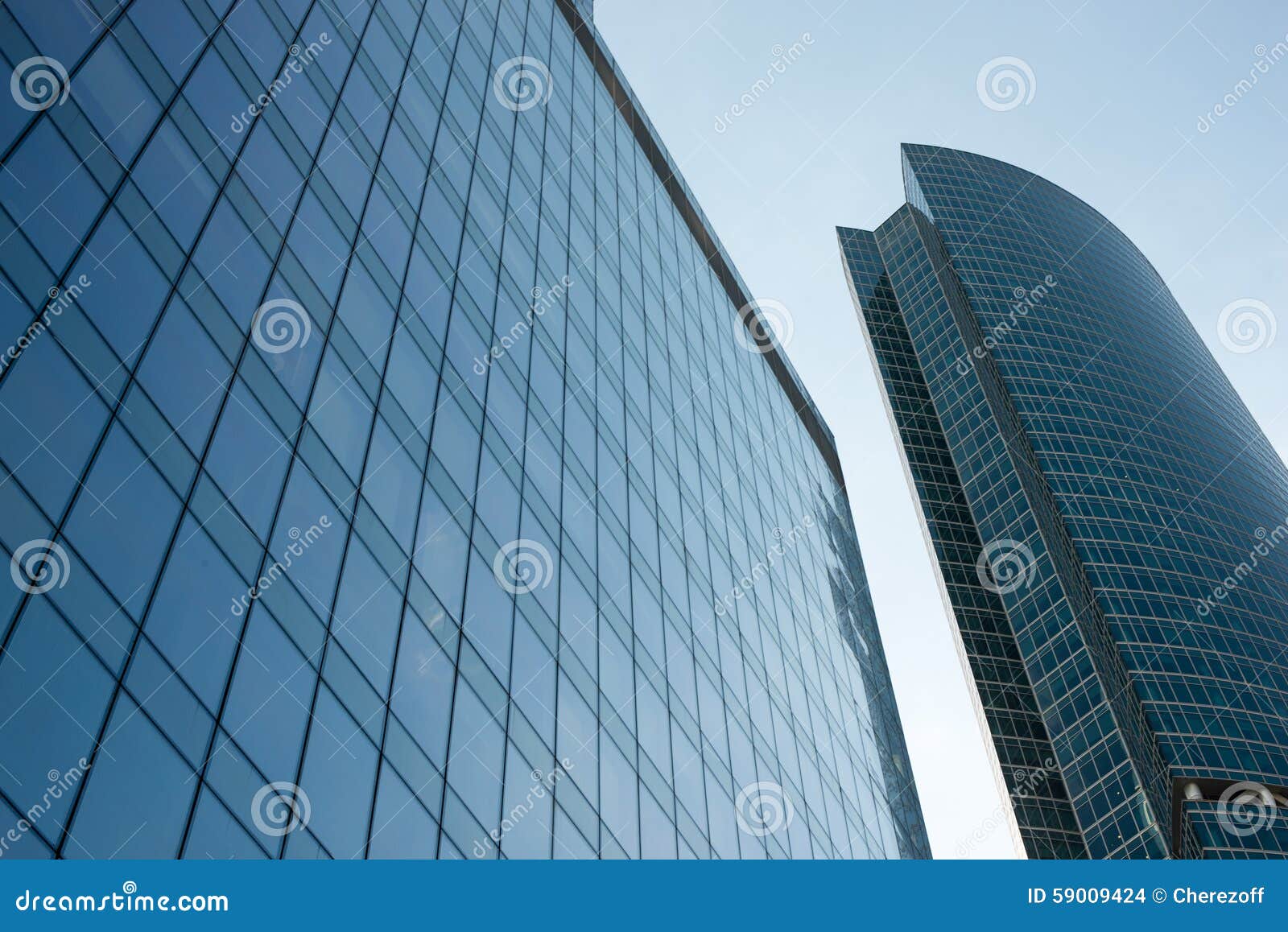 High-rise Buildings on Blue Sky, Side View Stock Photo - Image of clear ...
