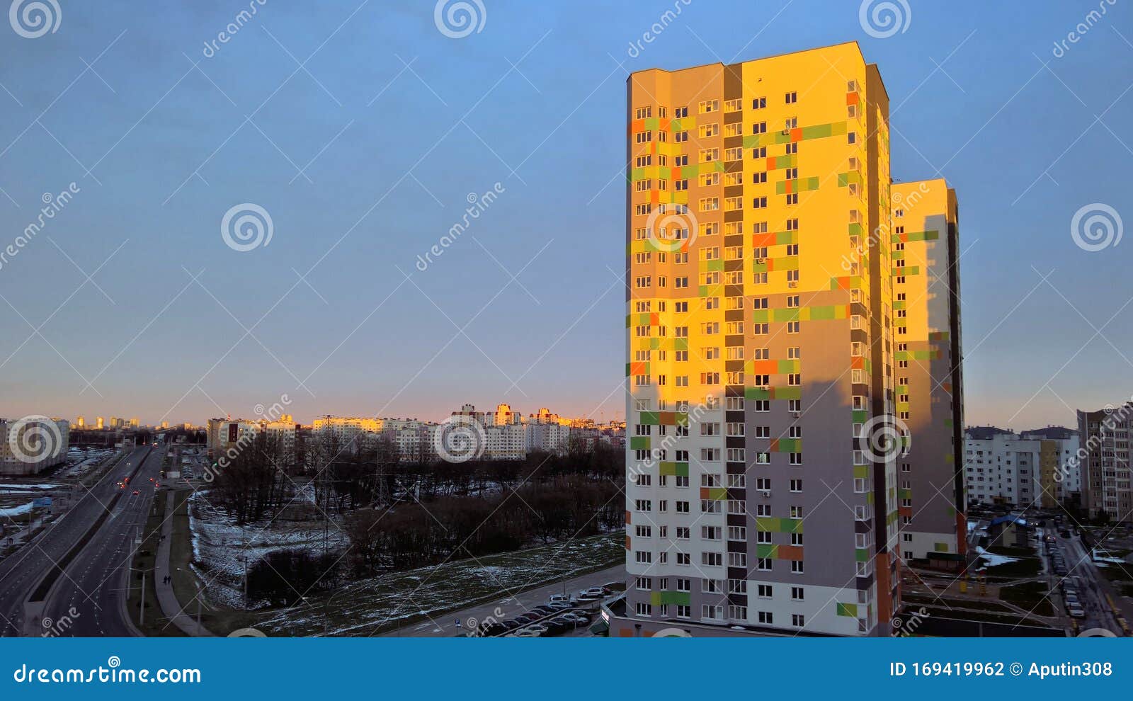 High-rise Buildings with a Colored Facade in the Metropolis Stock Photo ...