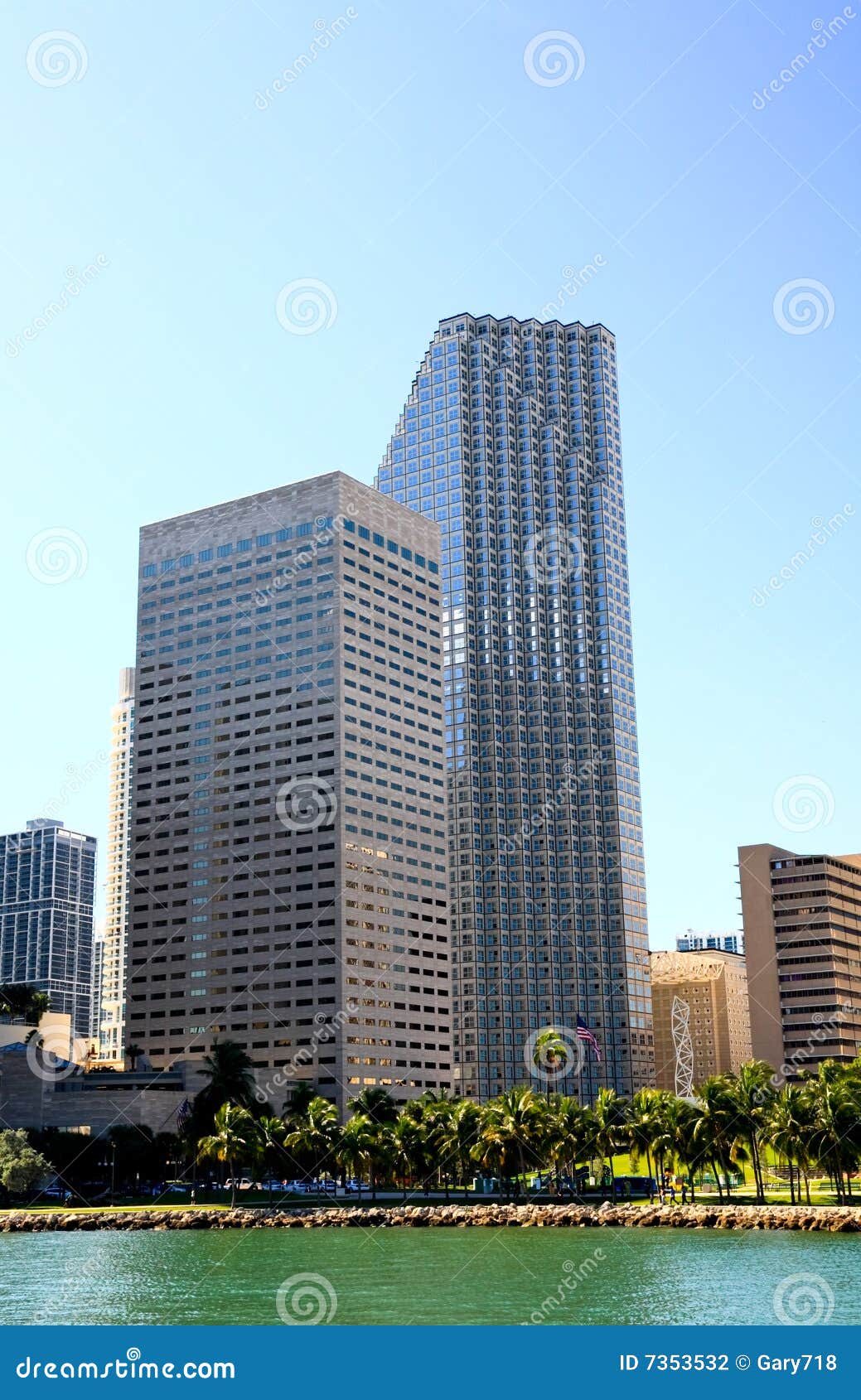 The High-rise Buildings in Downtown Miami Stock Photo - Image of front ...