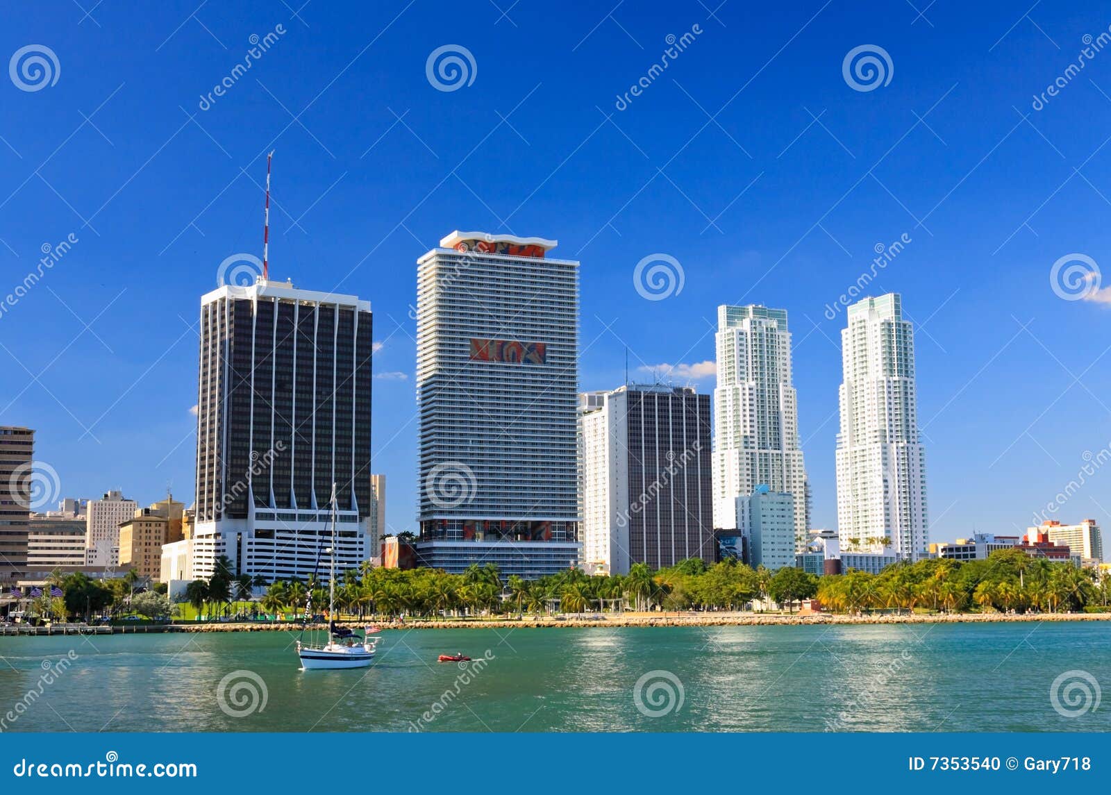 The High-rise Buildings in Downtown Miami Stock Photo - Image of blue ...