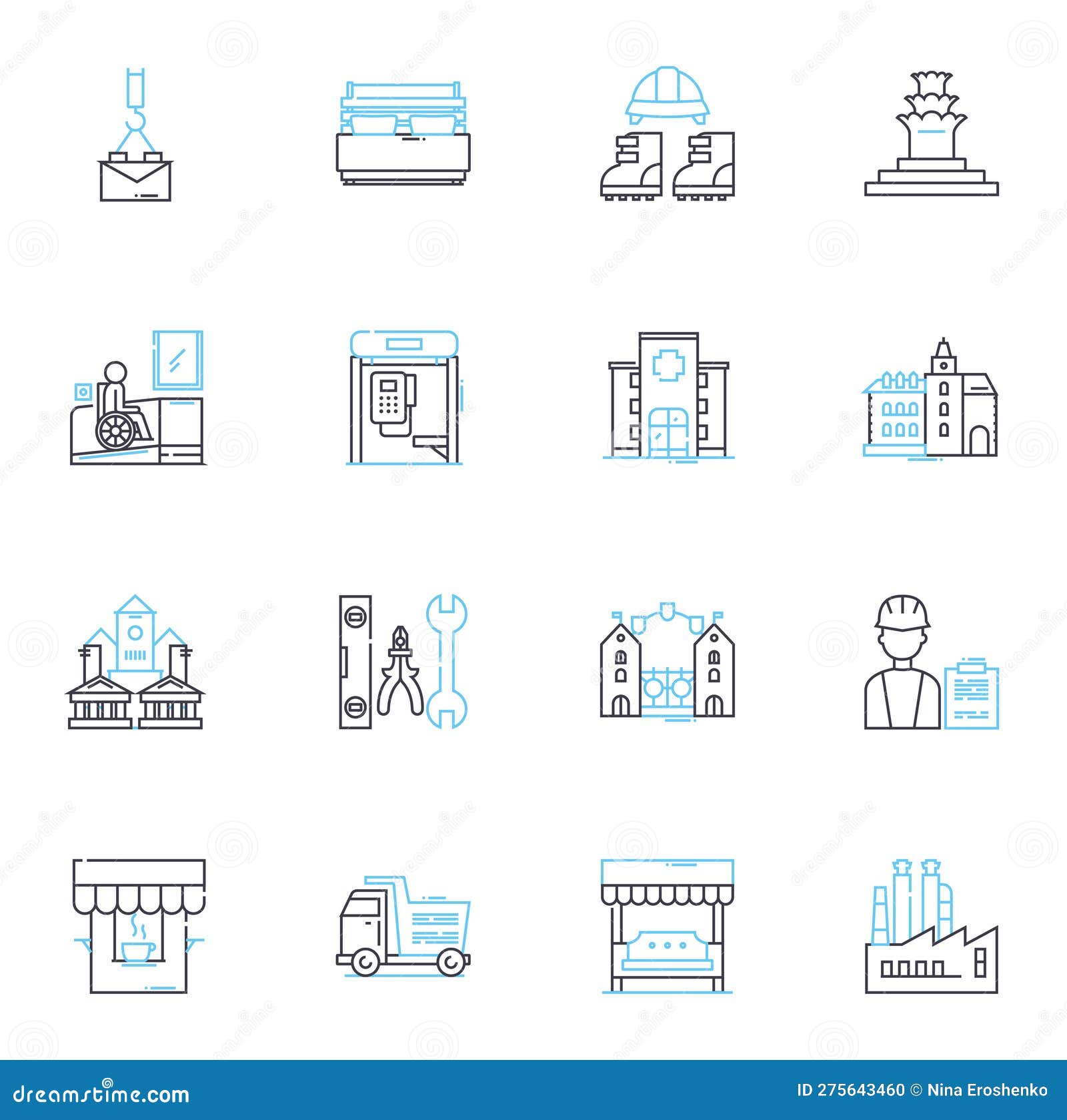 High-rise Buildings Linear Icons Set. Skyscraper, Tower, Height ...