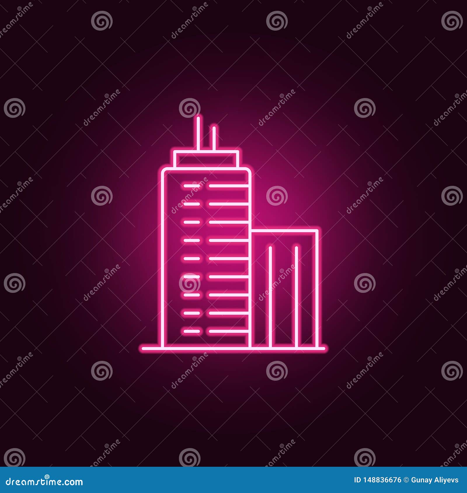 High-rise Buildings Neon Icon. Elements of Web Set Stock Illustration ...