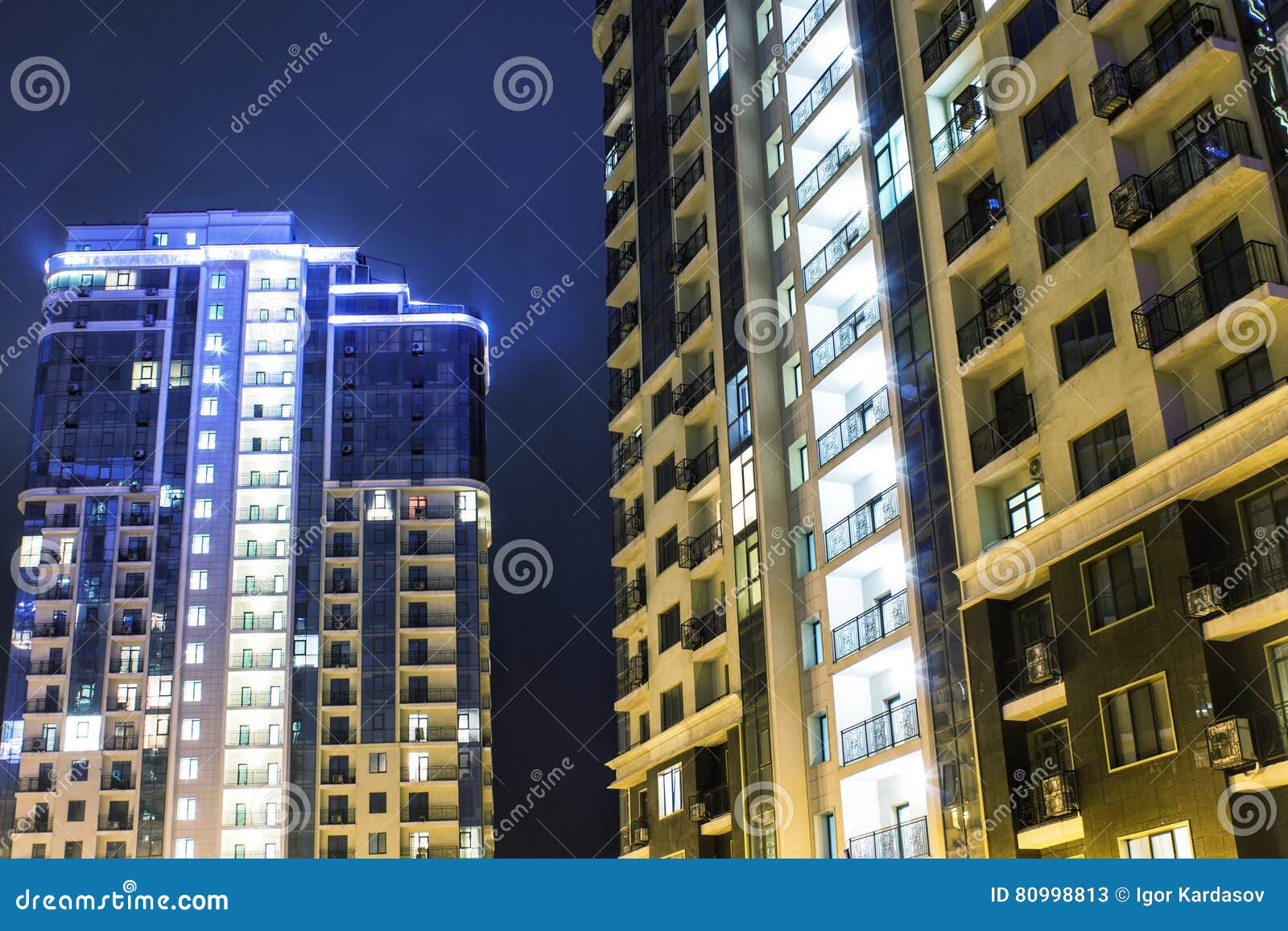 High-rise Buildings at Night Stock Image - Image of district ...