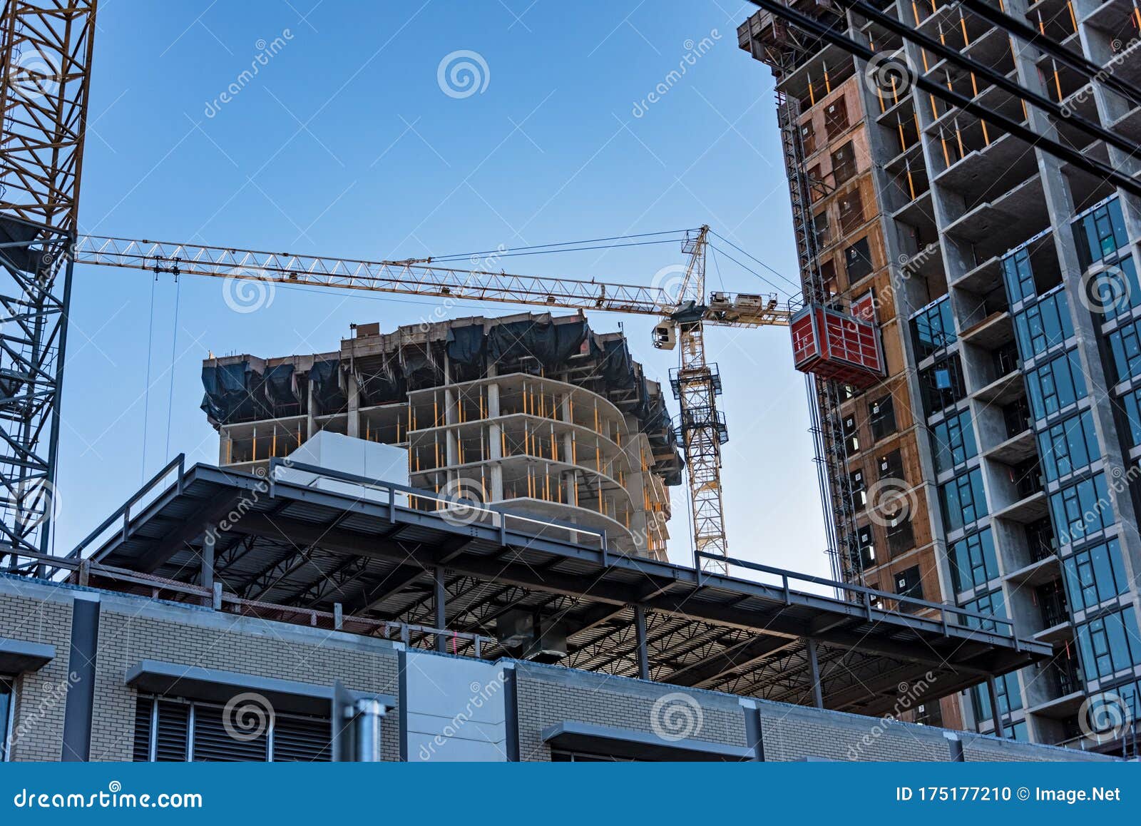 High-rise Buildings Under Constraction with External Elevator on the ...
