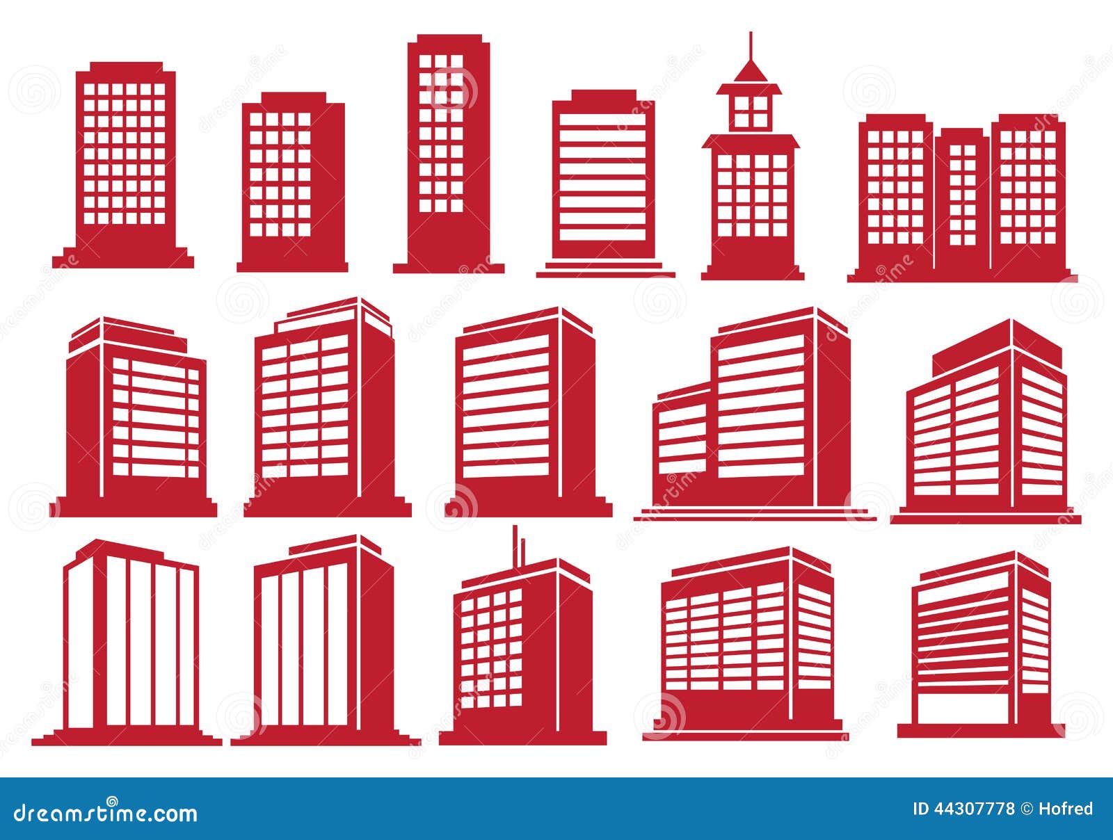 High Rise Buildings Vector Icon Set Stock Vector - Illustration: 44307778