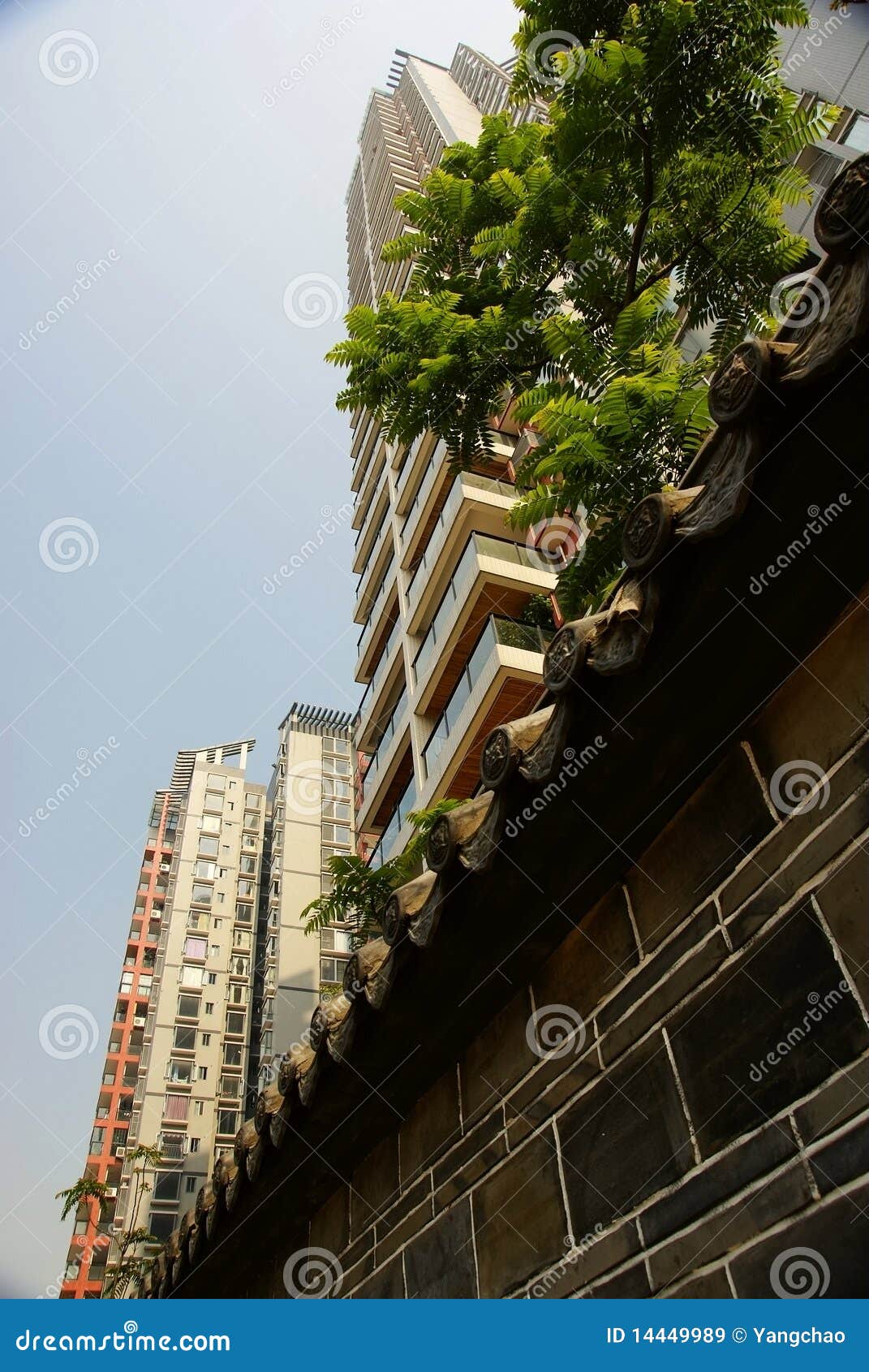 High Rise Buildings with Wall Stock Image - Image of housing, wall ...