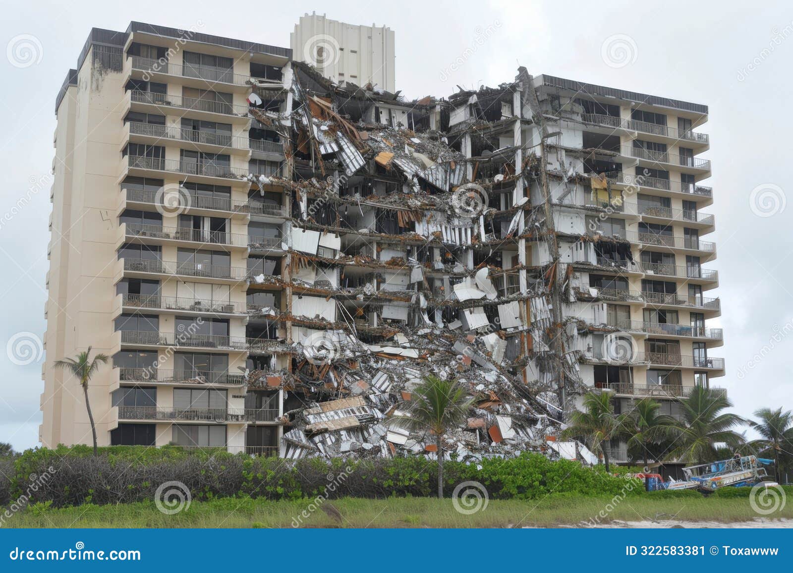 Collapsed Condominium Building with Severe Structural Damage Stock ...