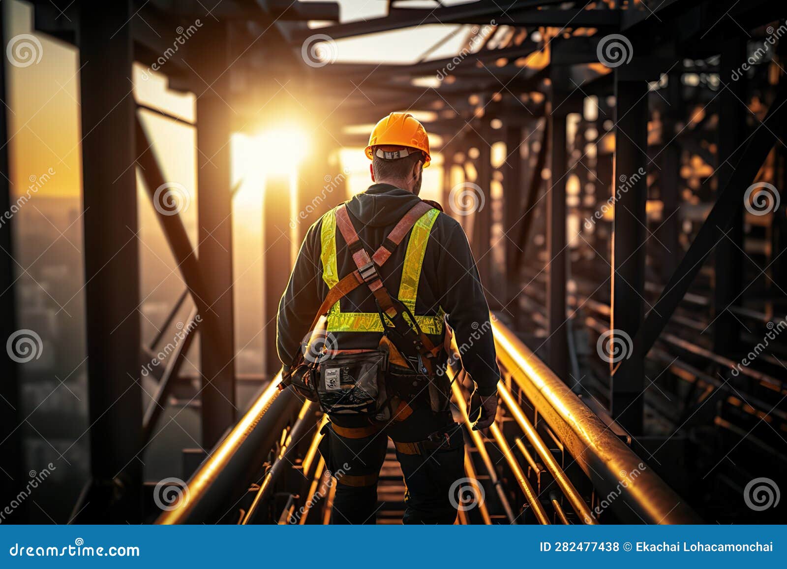 High-Rise Construction Engineering Sci-Fi Architectural Work at Heights ...